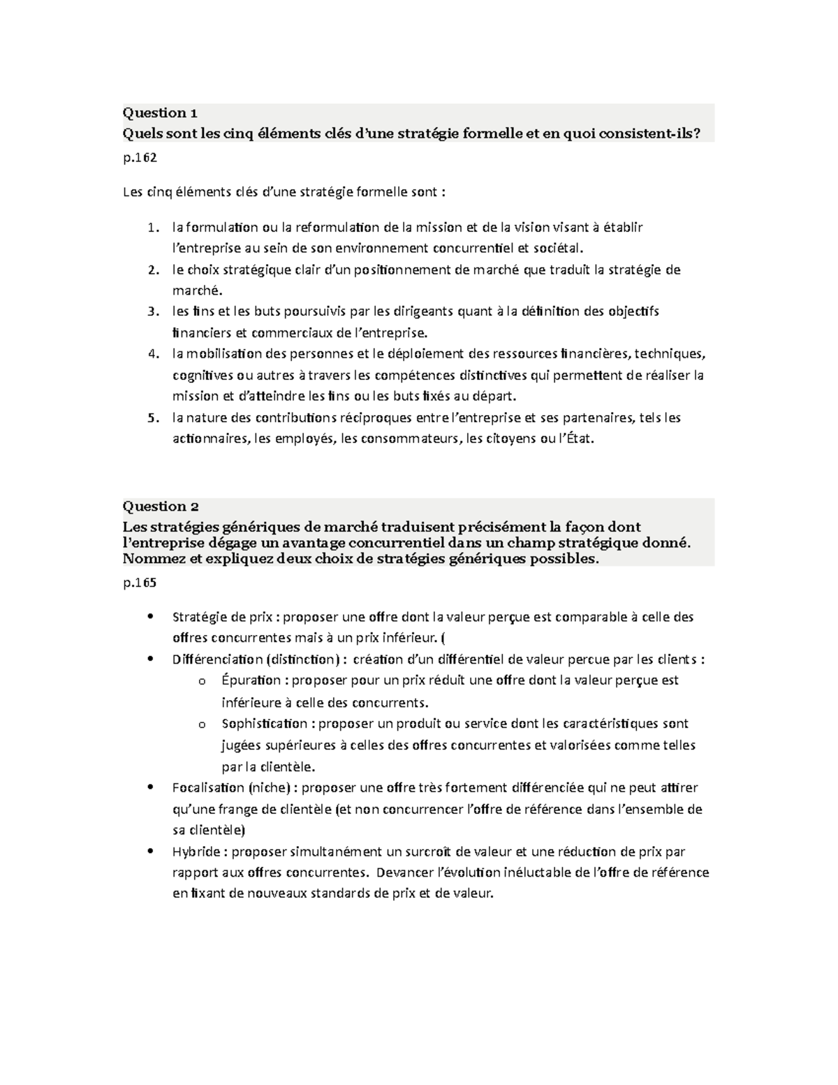 Auto-évaluation #7 - Auto-évaluation #7 - Question 1 Quels sont les ...