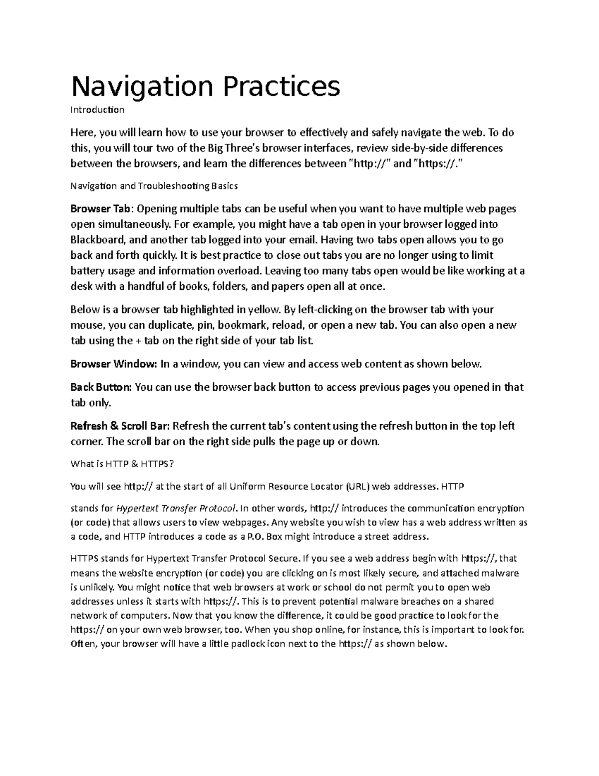 Navigation Practices - Navigation Practices Introduction Here, you will ...