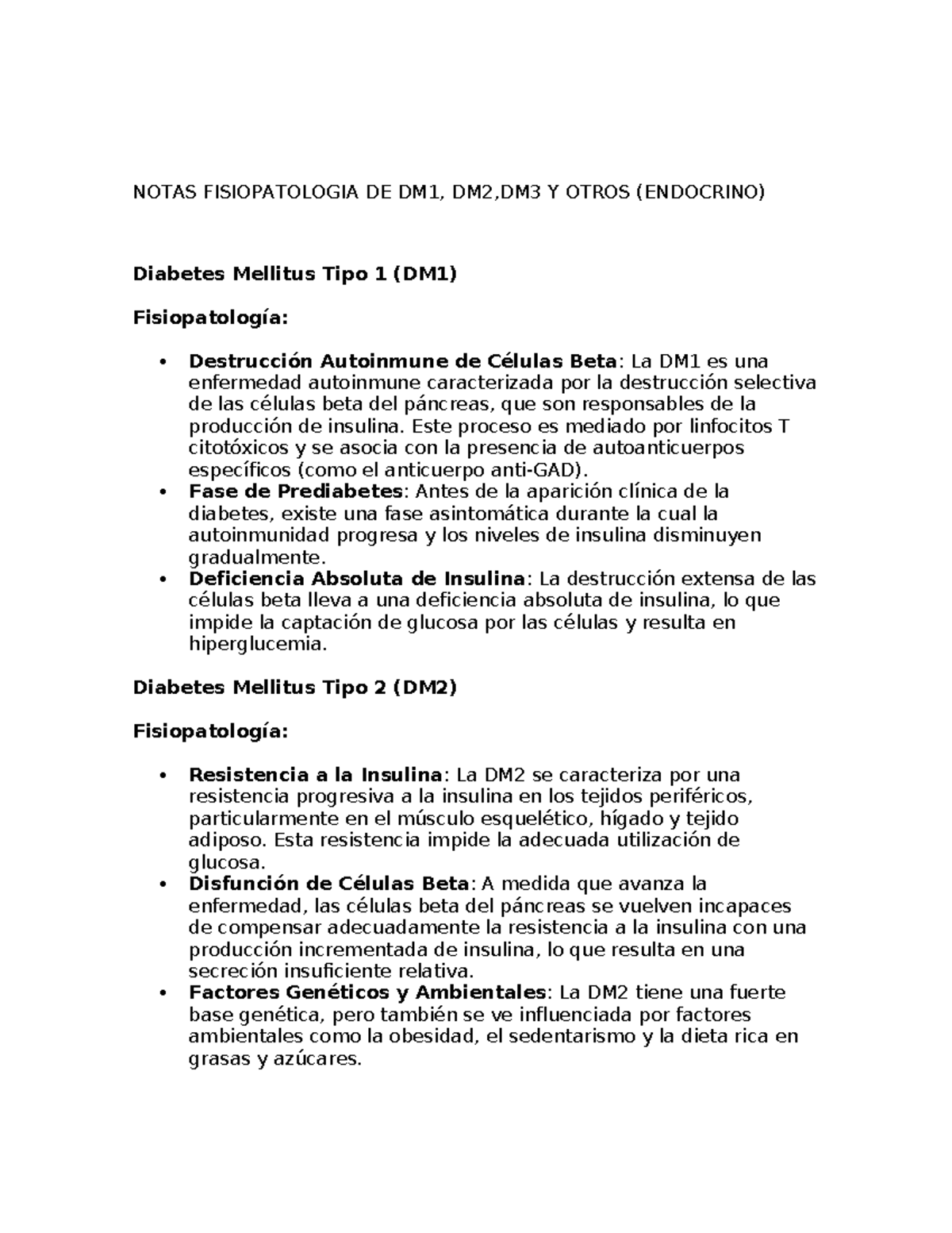 DM1,DM2,DMG (FISIOPATOLOGÍA) - NOTAS FISIOPATOLOGIA DE DM1, DM2,DM3 Y ...