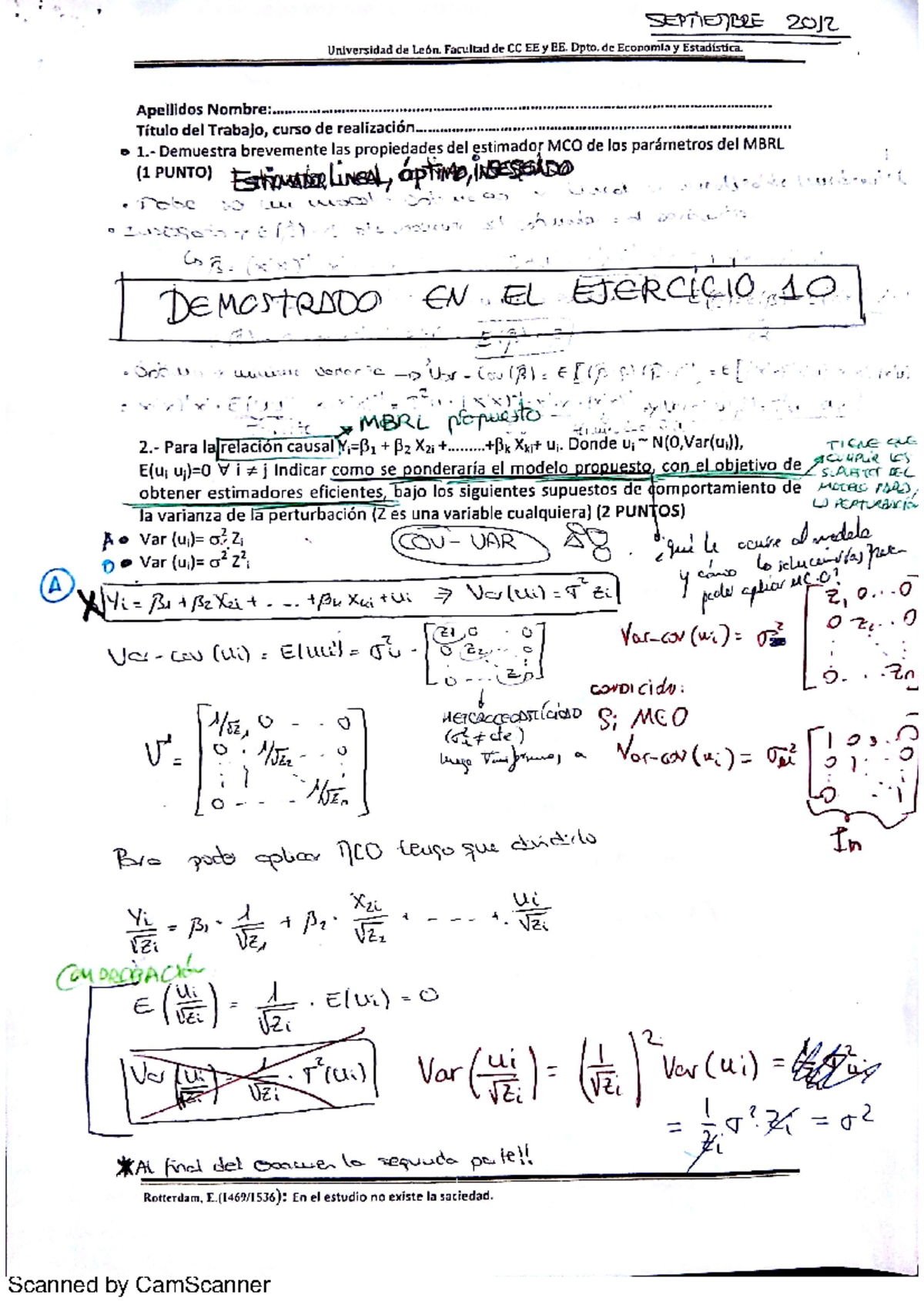 Examen 2012, preguntas y respuestas - Econometria - Studocu