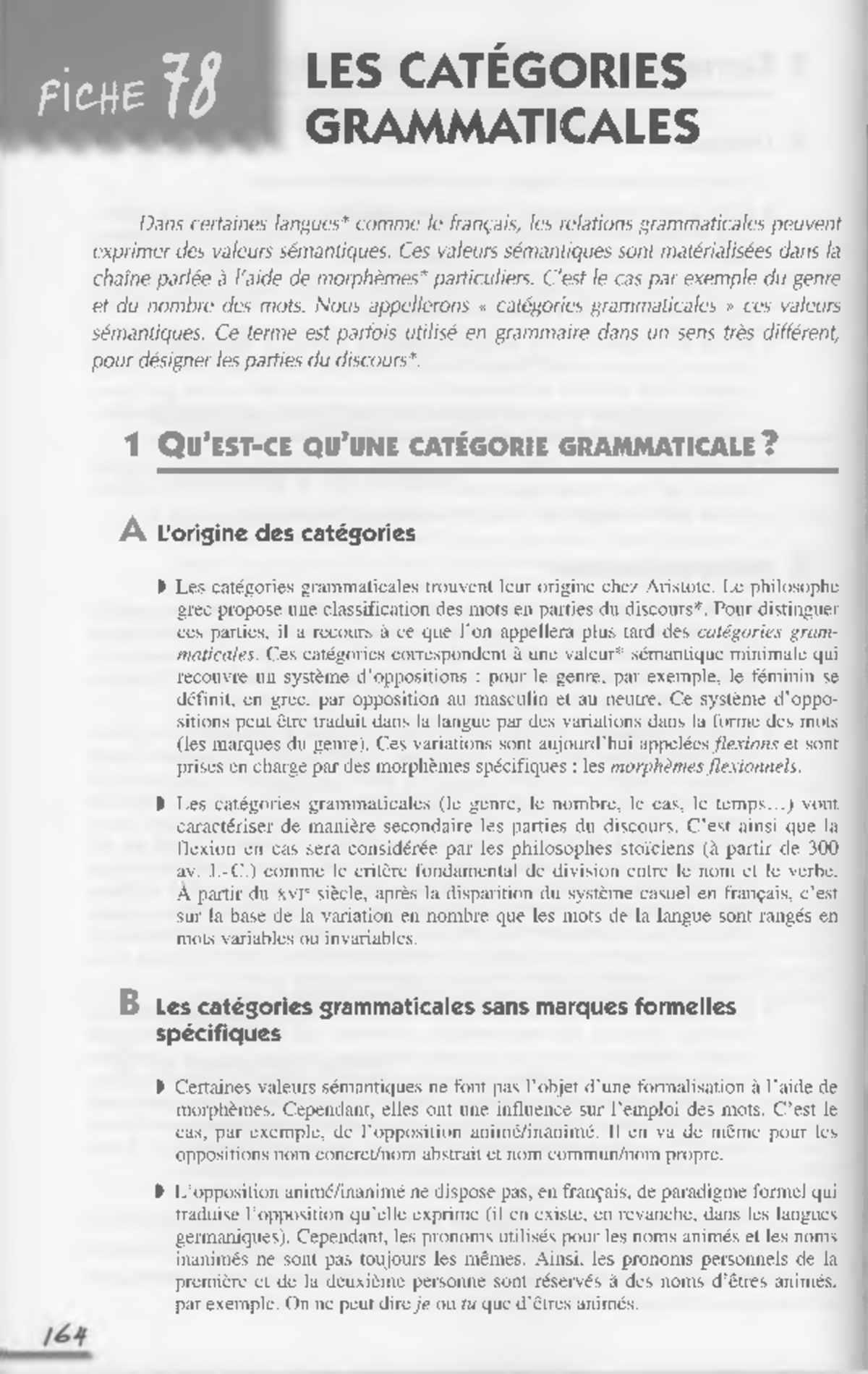 La linguistique - 78 - les catégories grammaticales - L E S C A T É G O ...