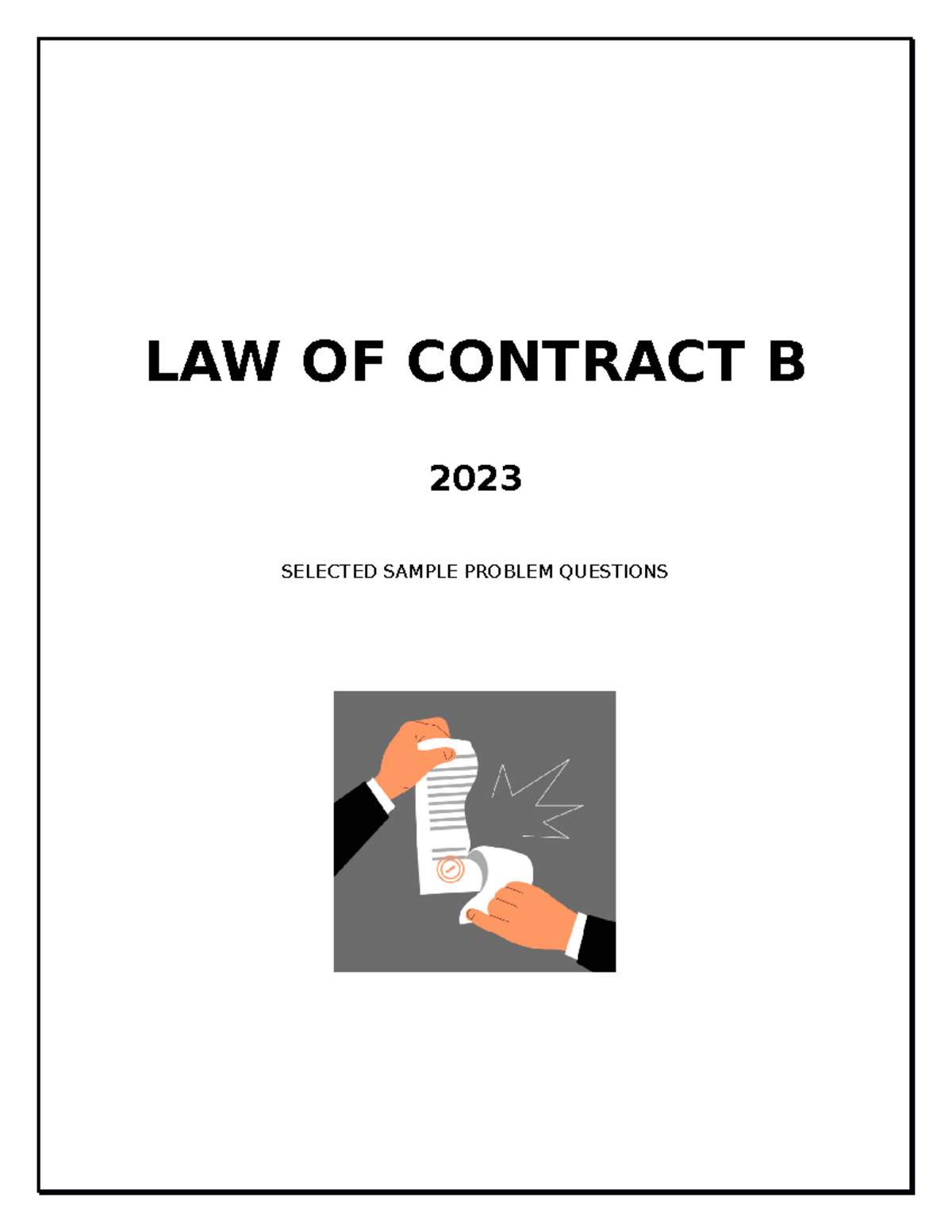 Contract B Sample Problems 2023 - LAW OF CONTRACT B 2023 SELECTED ...