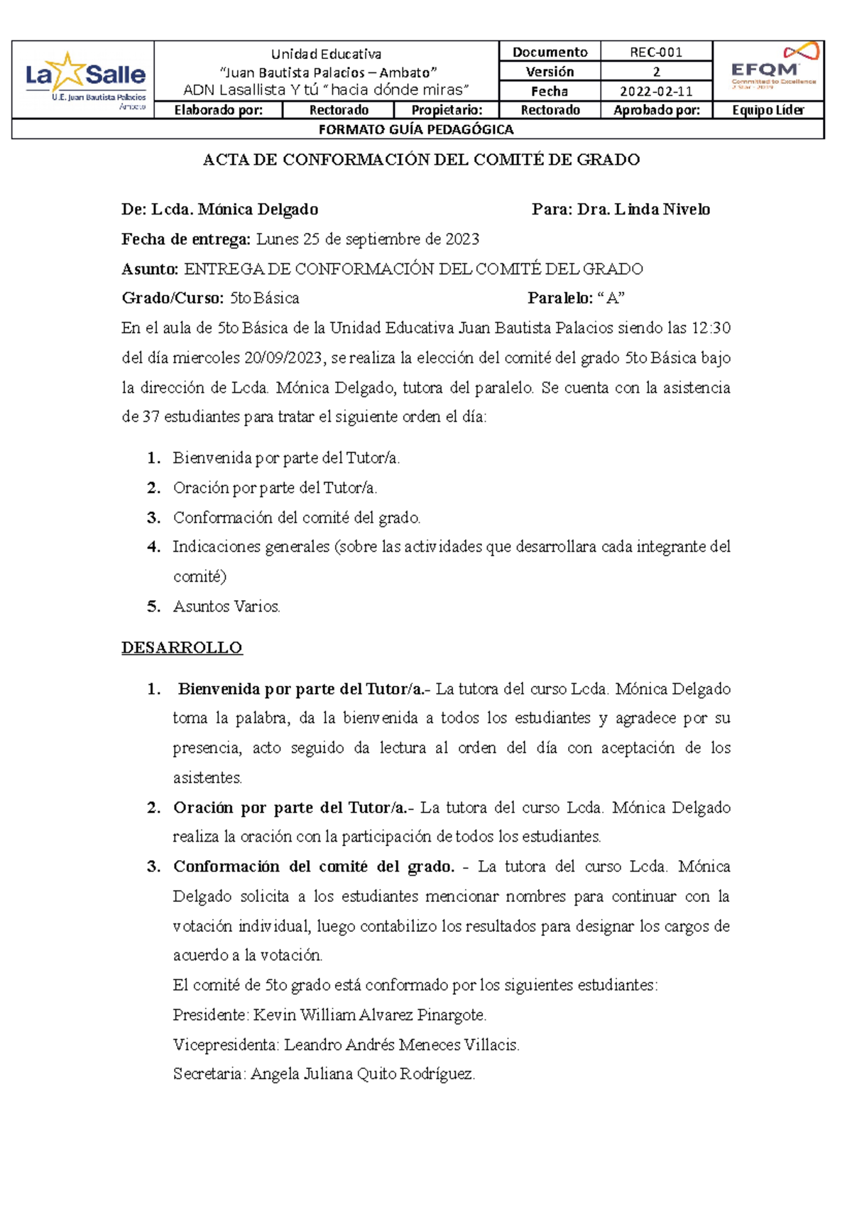 Formato ACTA Comite DE Grado DE Cuarto - Unidad Educativa “Juan ...