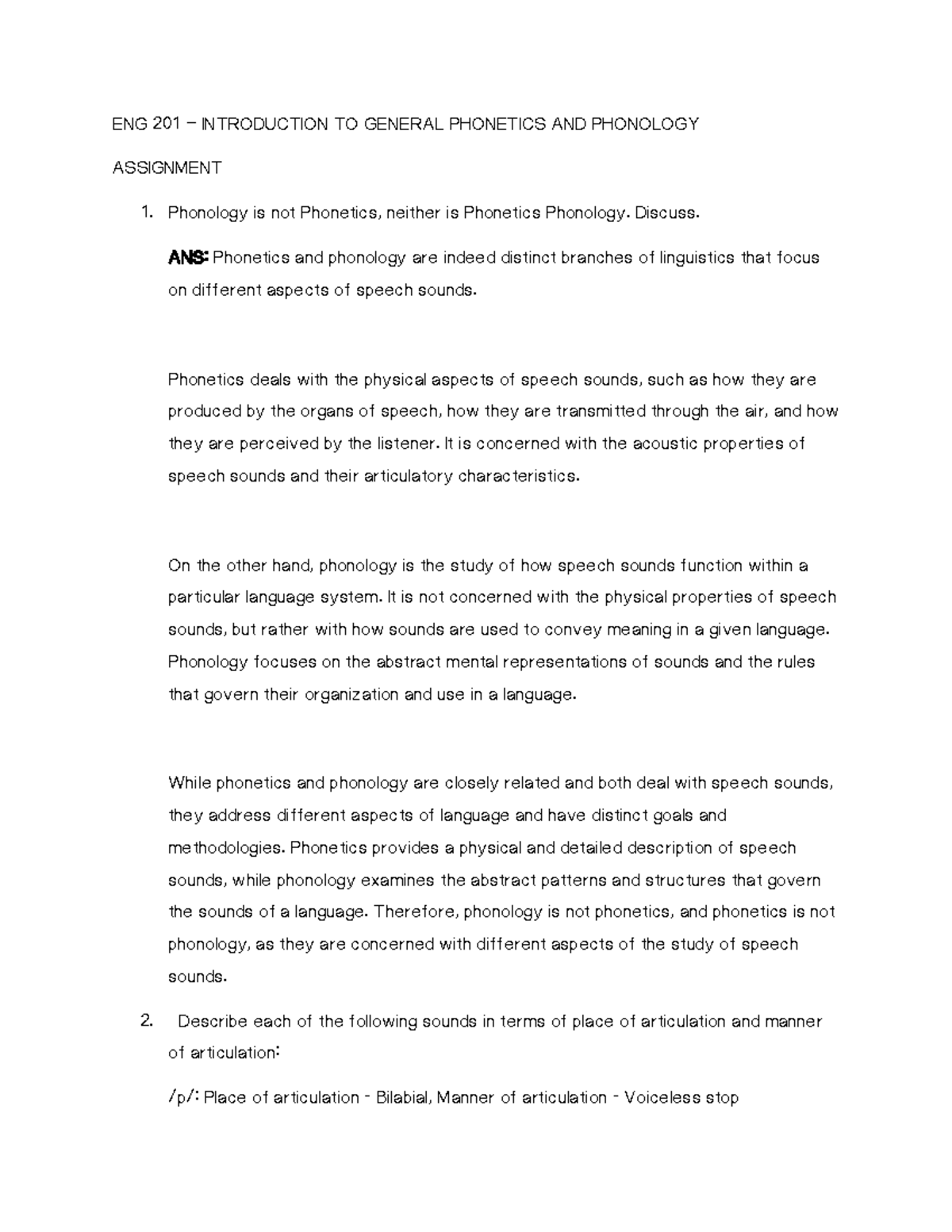 ENG 201 - Assignment 031910 - ENG 201 – INTRODUCTION TO GENERAL ...