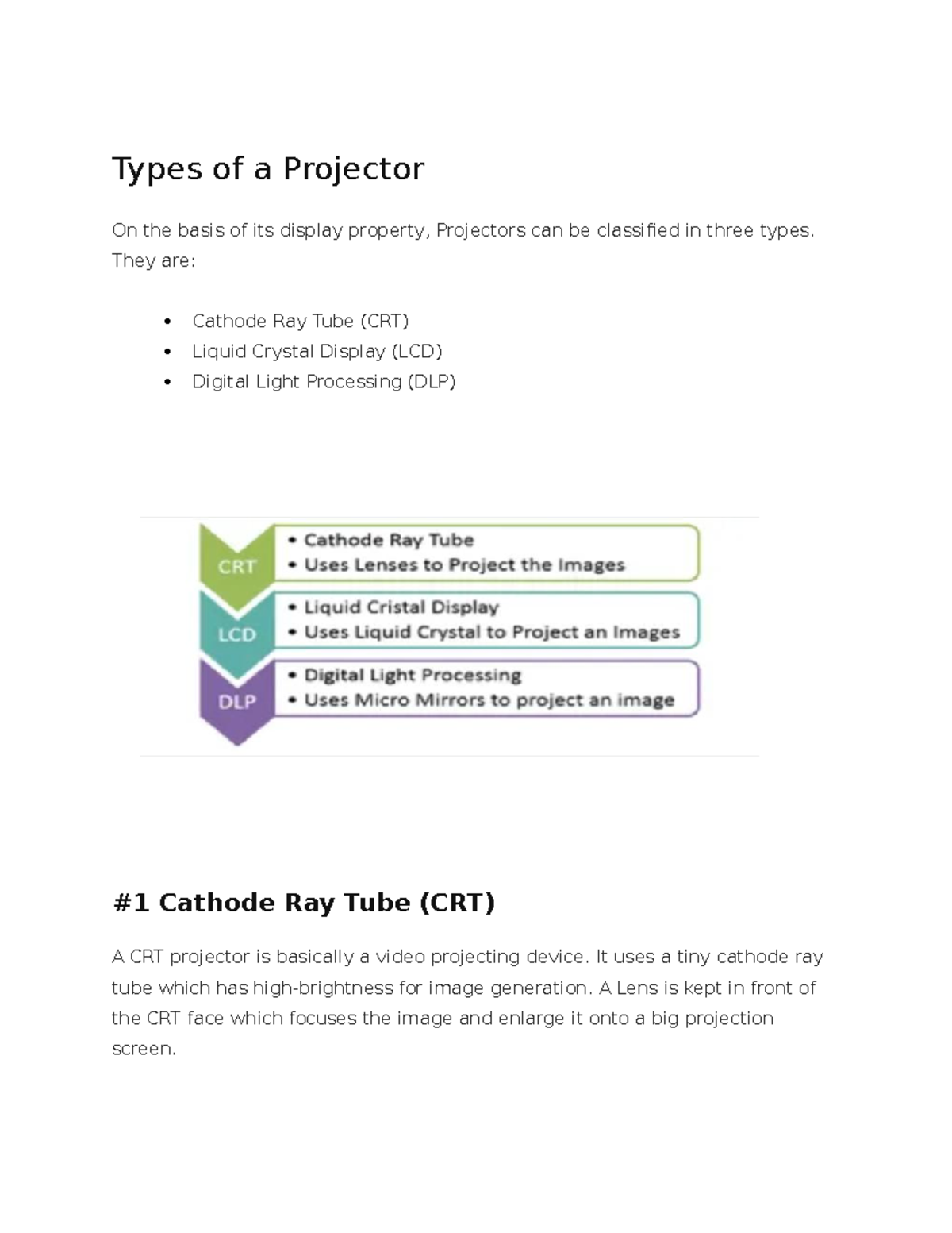 Document (12) - Types of Projectors - Types of a Projector On the basis ...