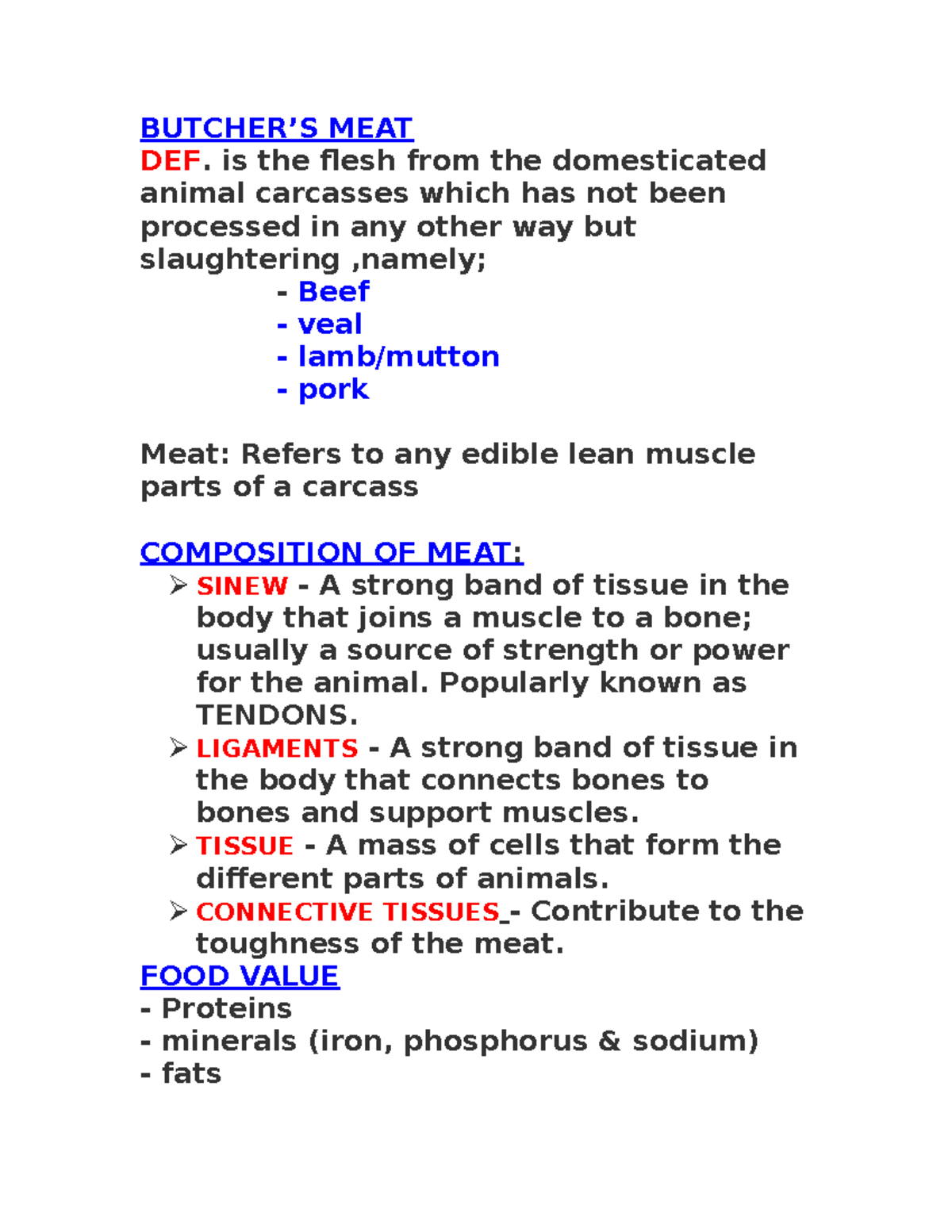 Butchers MEAT - hospitality and tourism department lecturer Chef Nyange ...