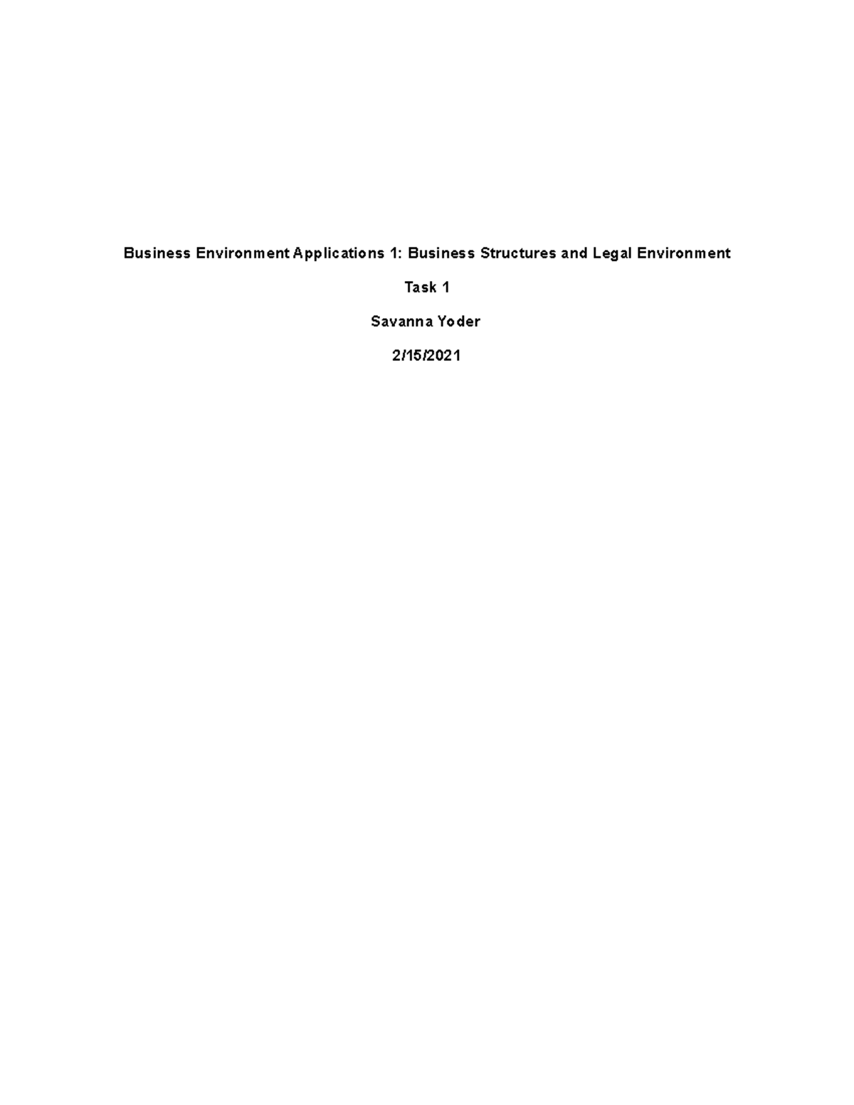 Task 1 D079 WGU - Business Environment Applications 1: Business ...