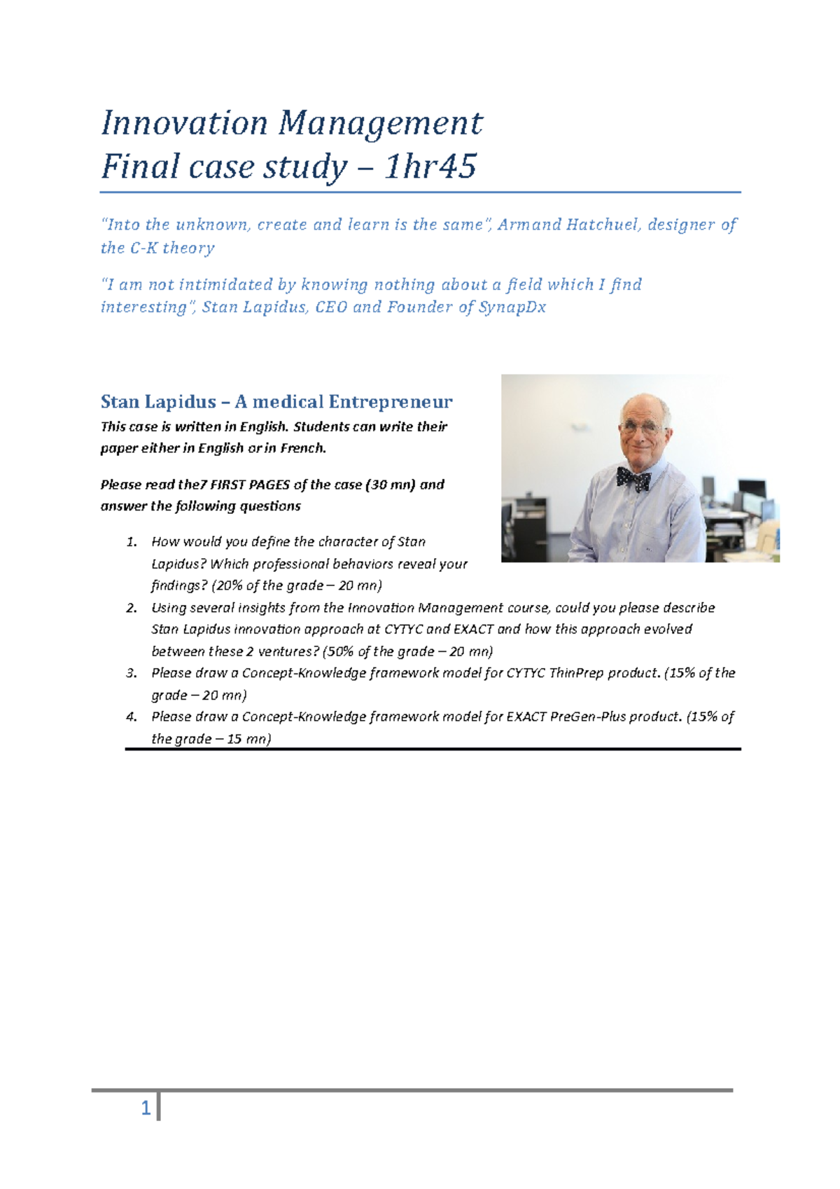 Case Stan Lapidus 151214 - Innovation Management Final case study ...