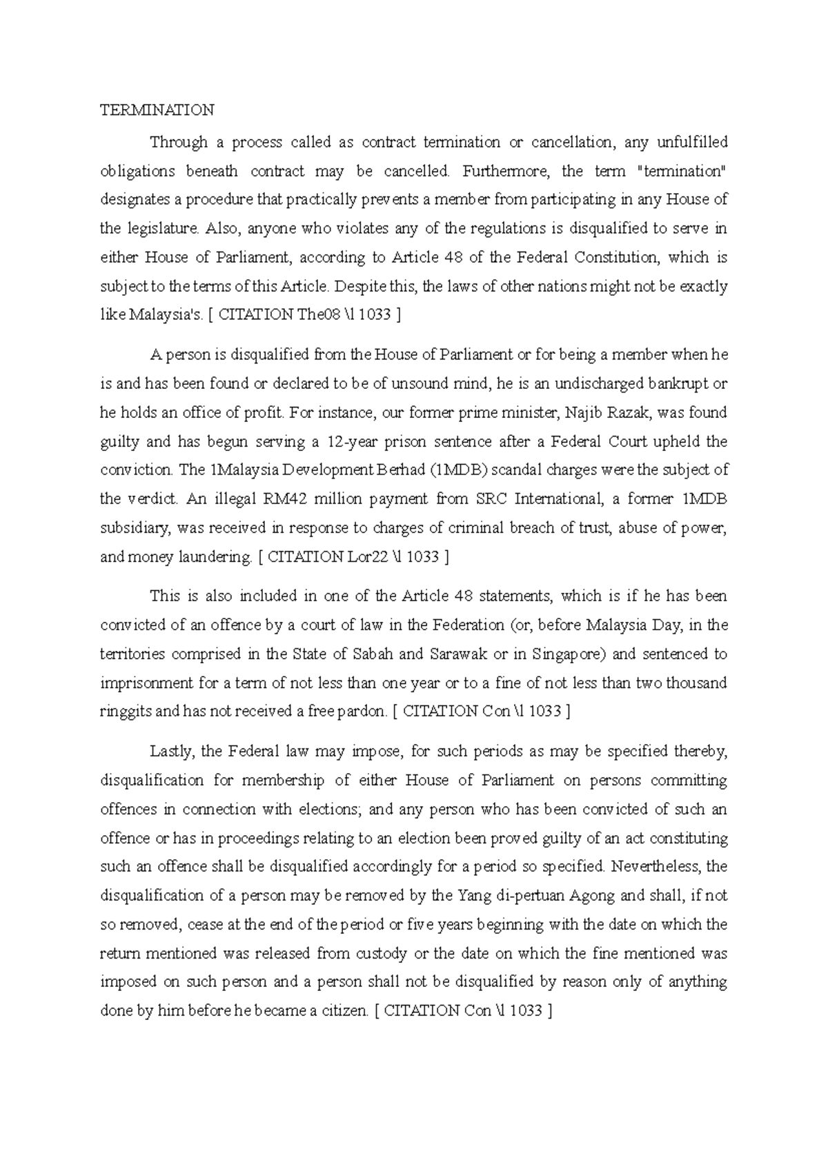 PAD240 Termination - TERMINATION Through a process called as contract ...