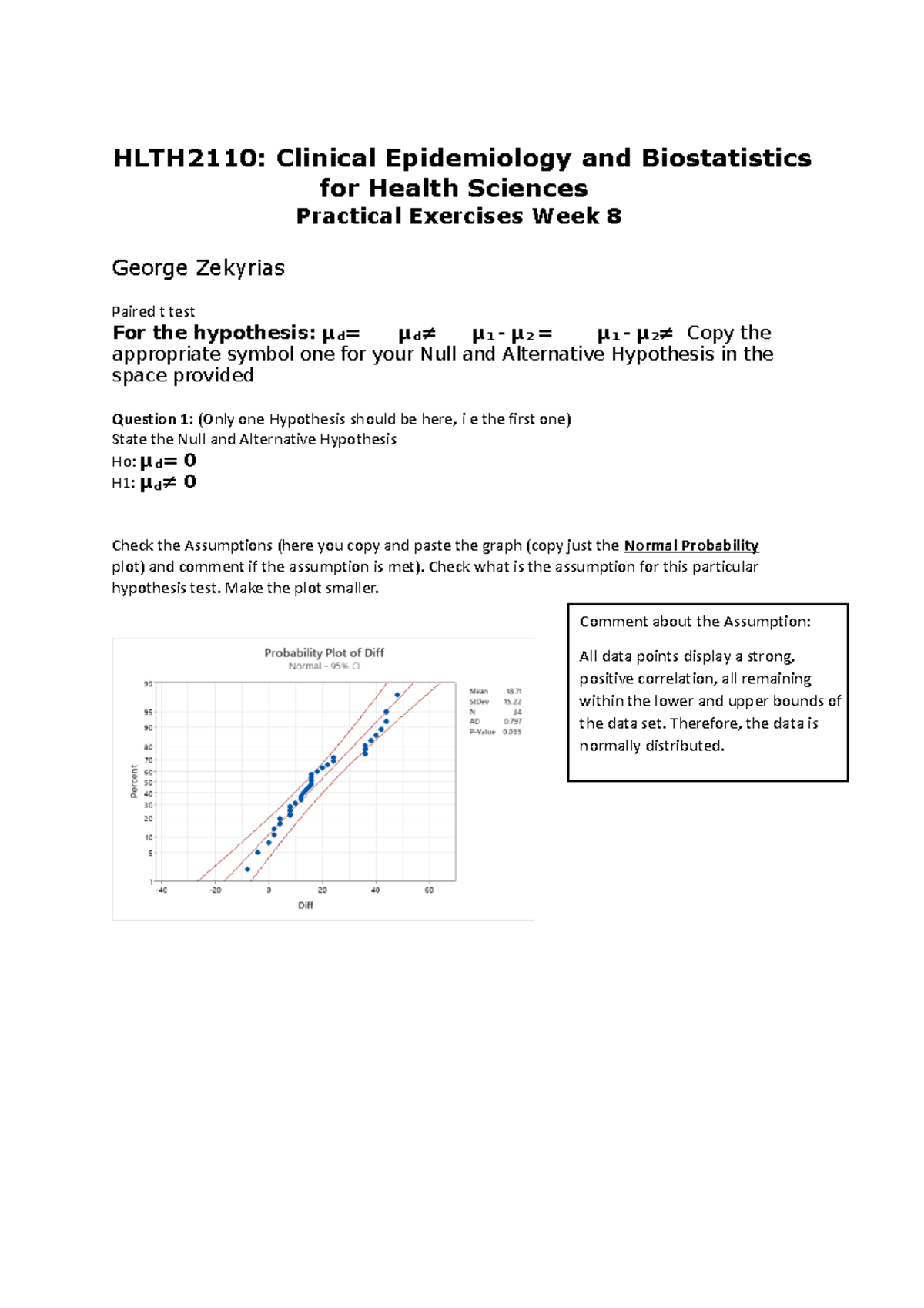 HLTH WK 8 - week 8 - HLTH2110: Clinical Epidemiology and Biostatistics ...