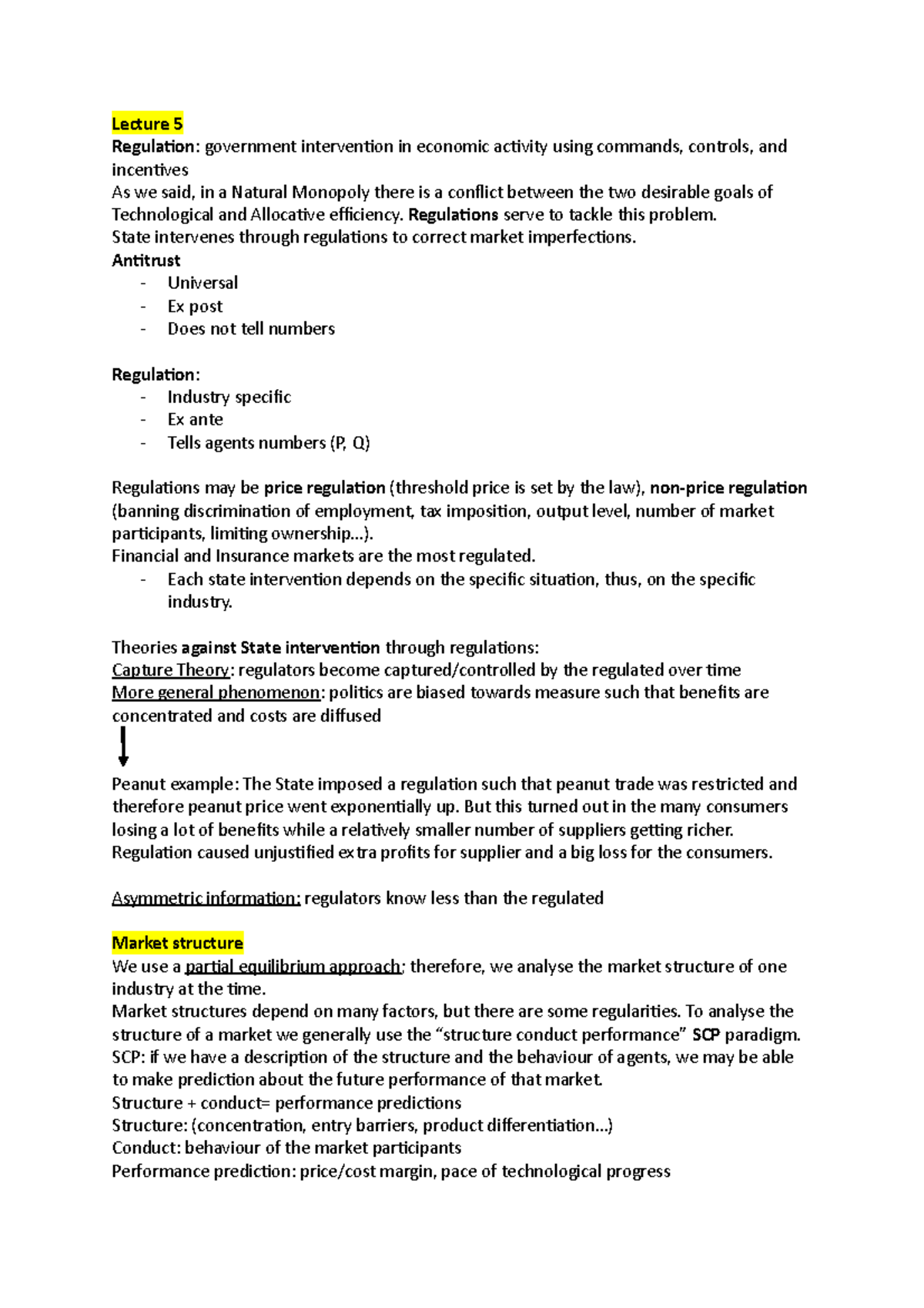 Market Structure and Regulations - Lecture 5 Regulation : government ...