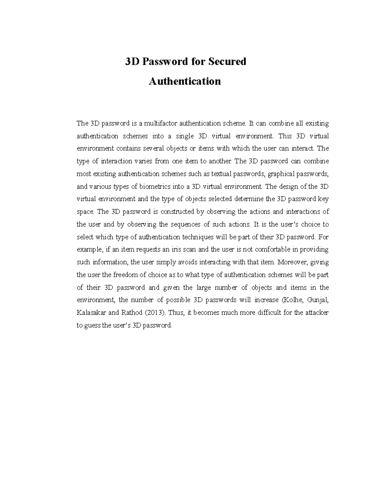 3d Password For Secured Authentication 3d Password For Secured