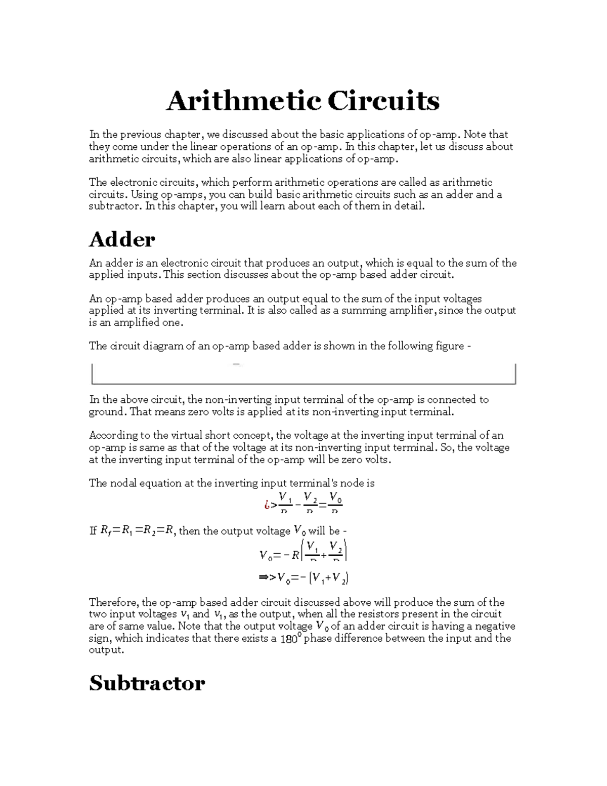 Arithmetic - Work - Arithmetic Circuits In the previous chapter, we discussed about the basic ...