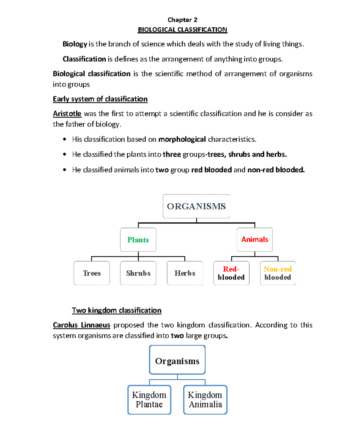 Biological classification - Chapter 2 BIOLOGICAL CLASSIFICATION Biology ...
