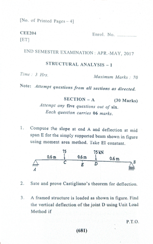 SA1 2018 - Structural Analysis Assignment - Basic Civil Engineering - Studocu