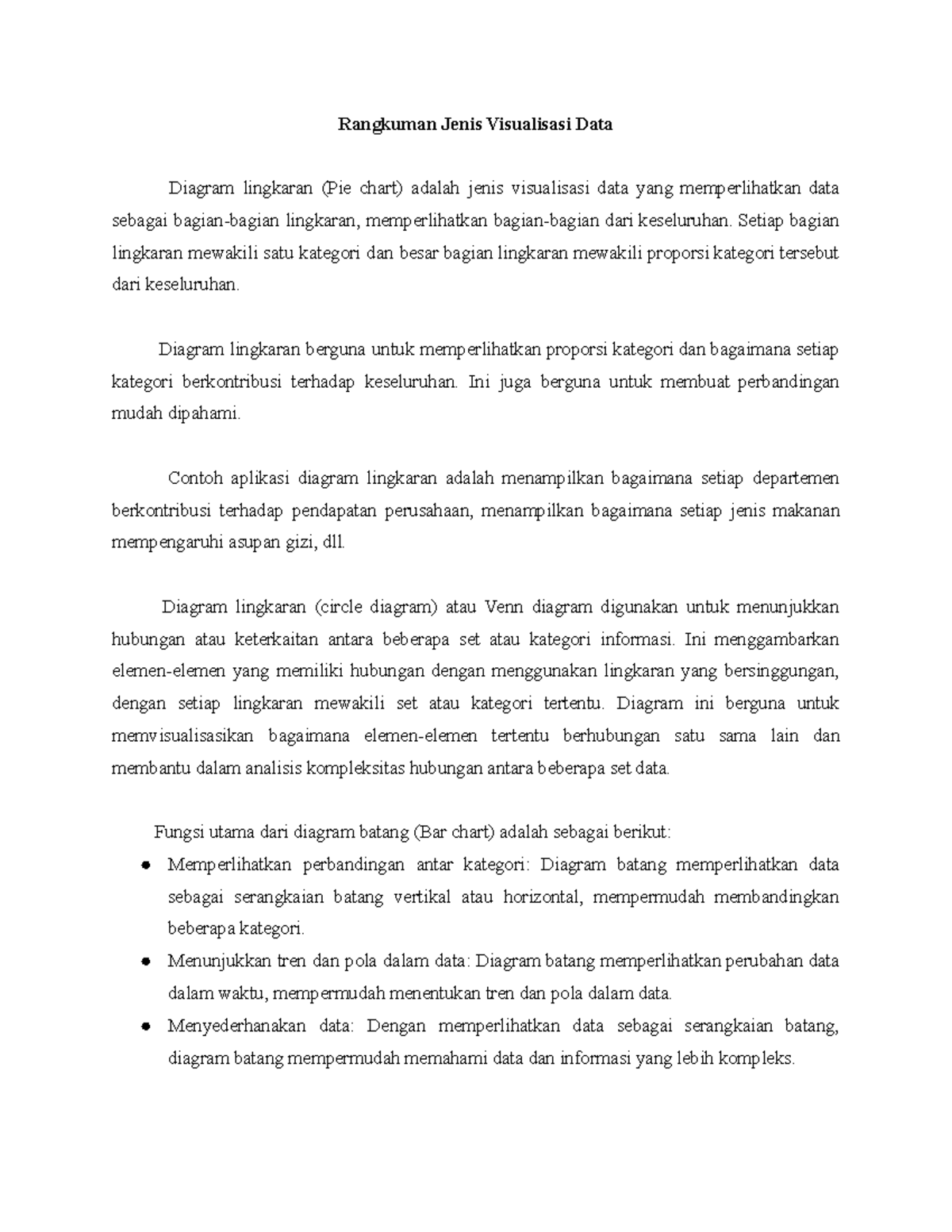 Rangkuman Jenis Visualisasi Data 2 - Rangkuman Jenis Visualisasi Data Diagram lingkaran (Pie ...