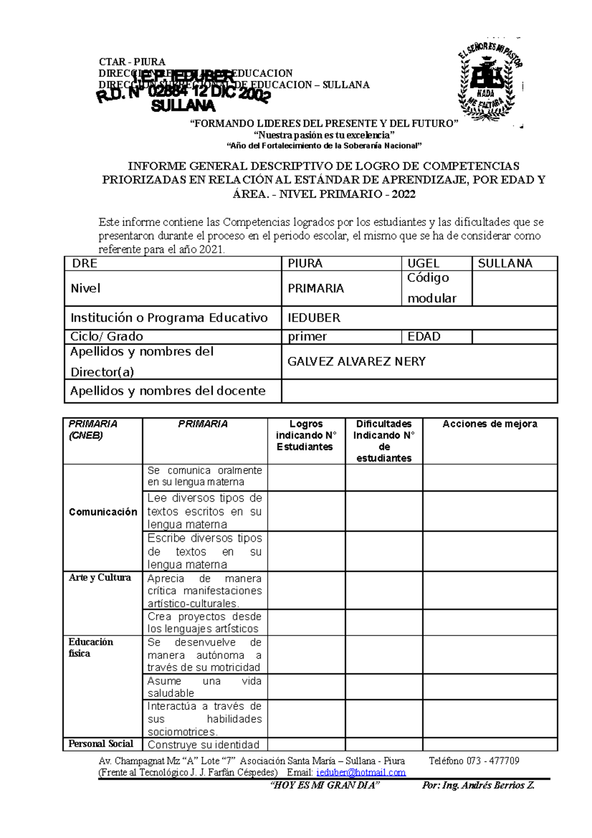 Informe DE Logros DE FIN DE AÑO 2022 - CTAR - PIURA DIRECCION REGIONAL ...
