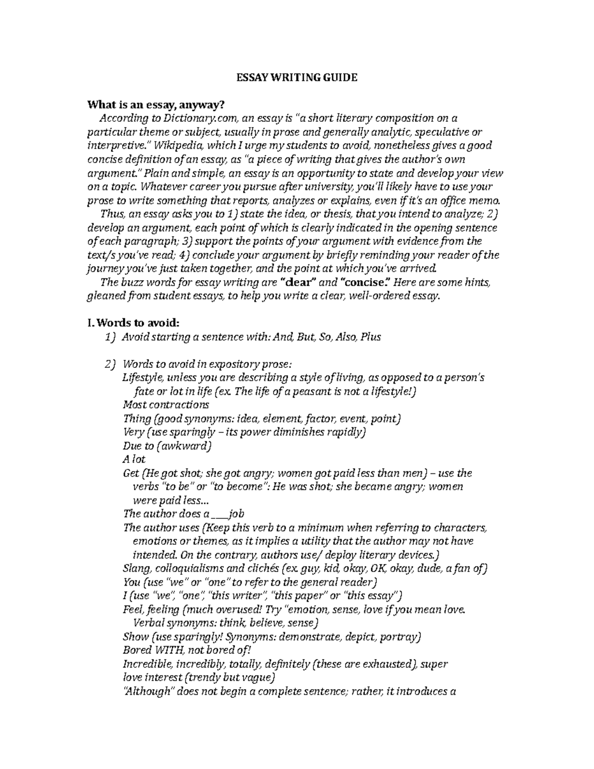 Essay writin guide - ESSAY WRITING GUIDE What is an essay, anyway ...