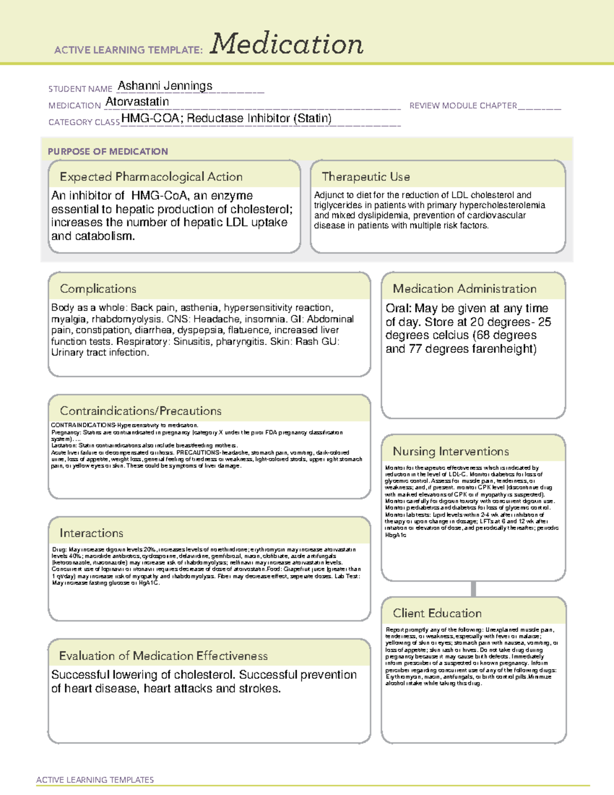 Medication Template 3 - med sheet - ACTIVE LEARNING TEMPLATES ...