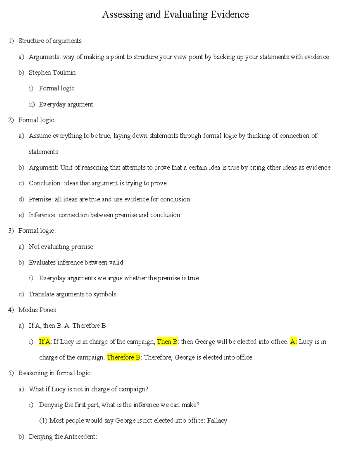 Assessing and Evaluating Evidence - Assessing and Evaluating Evidence ...