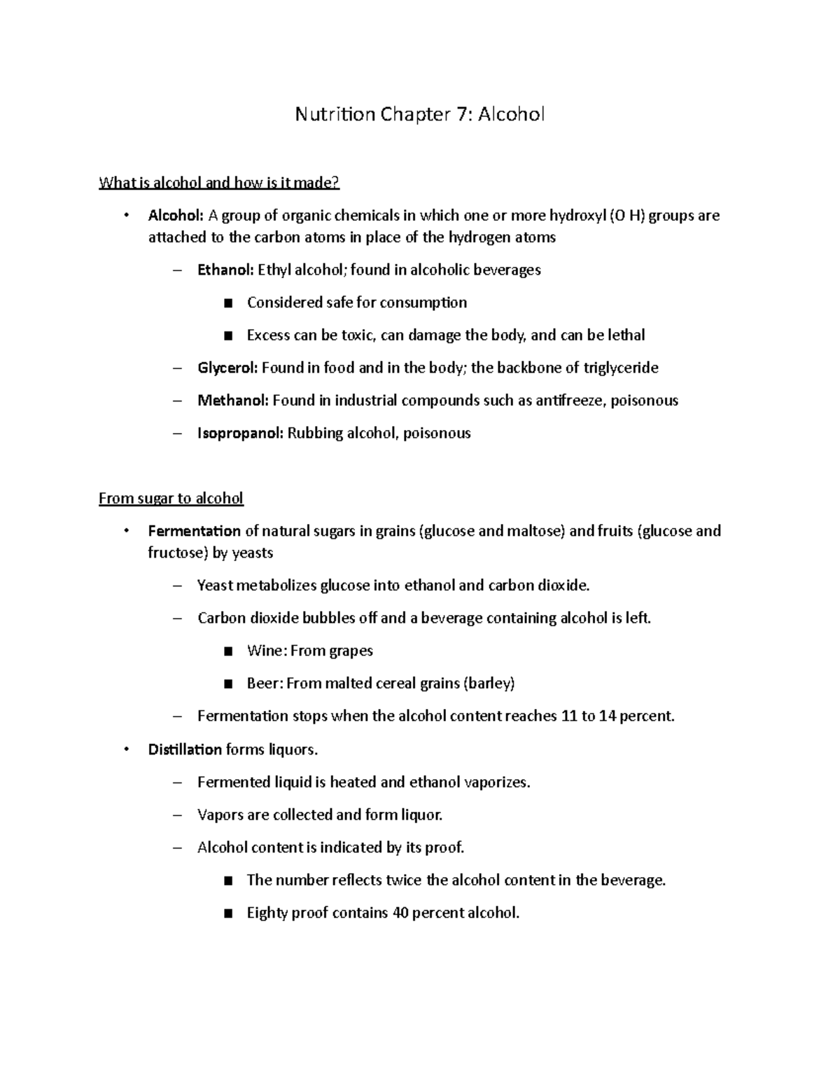 Nutrition Chapter 7: Alcohol - Nutrition Chapter 7: Alcohol What is ...