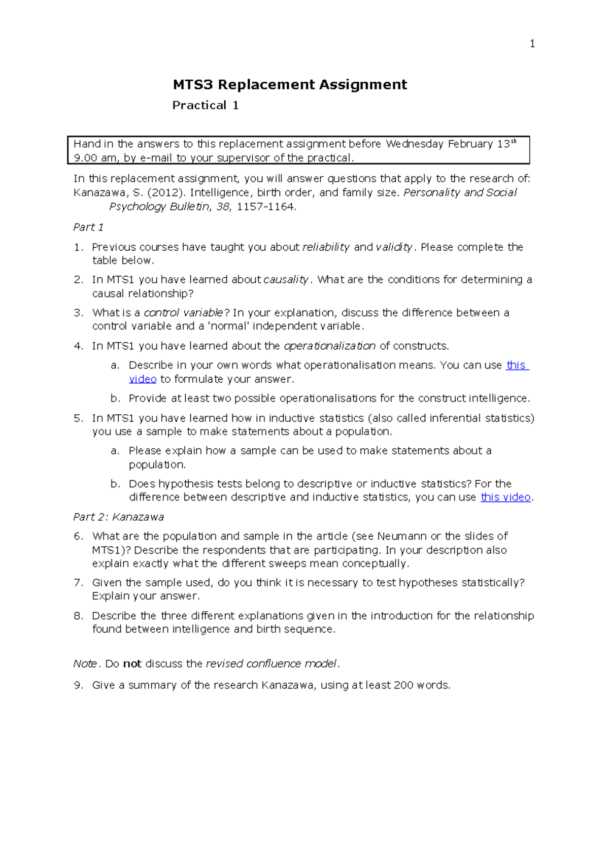 practical assignment 1 - 1 MTS3 Replacement Assignment Practical 1 Hand ...
