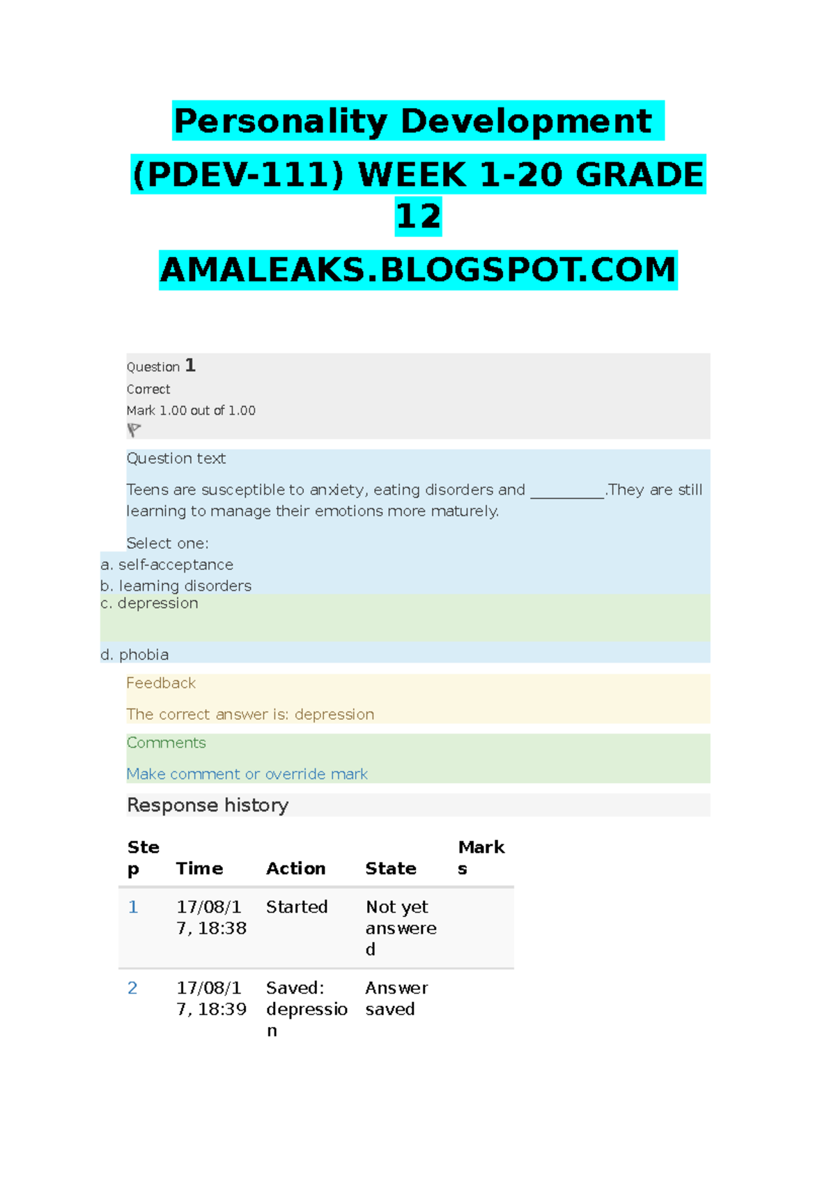 [ Amaleaks. Blogspot.COM] Personality Development (PDEV-111) Week 1-20 - Personality Development ...
