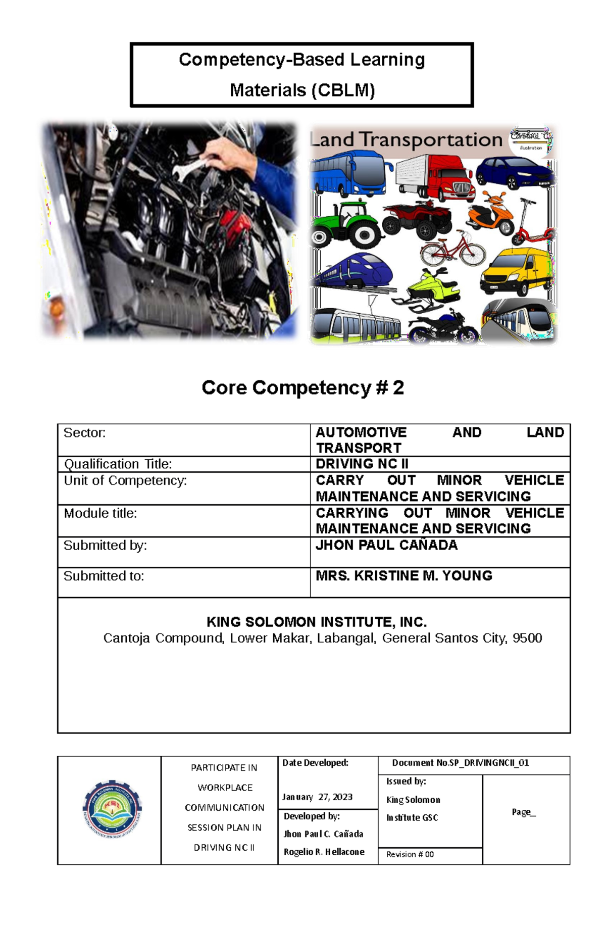 CBLM Cañada CORE UC2-LO1 - Competency-Based Learning Materials (CBLM ...