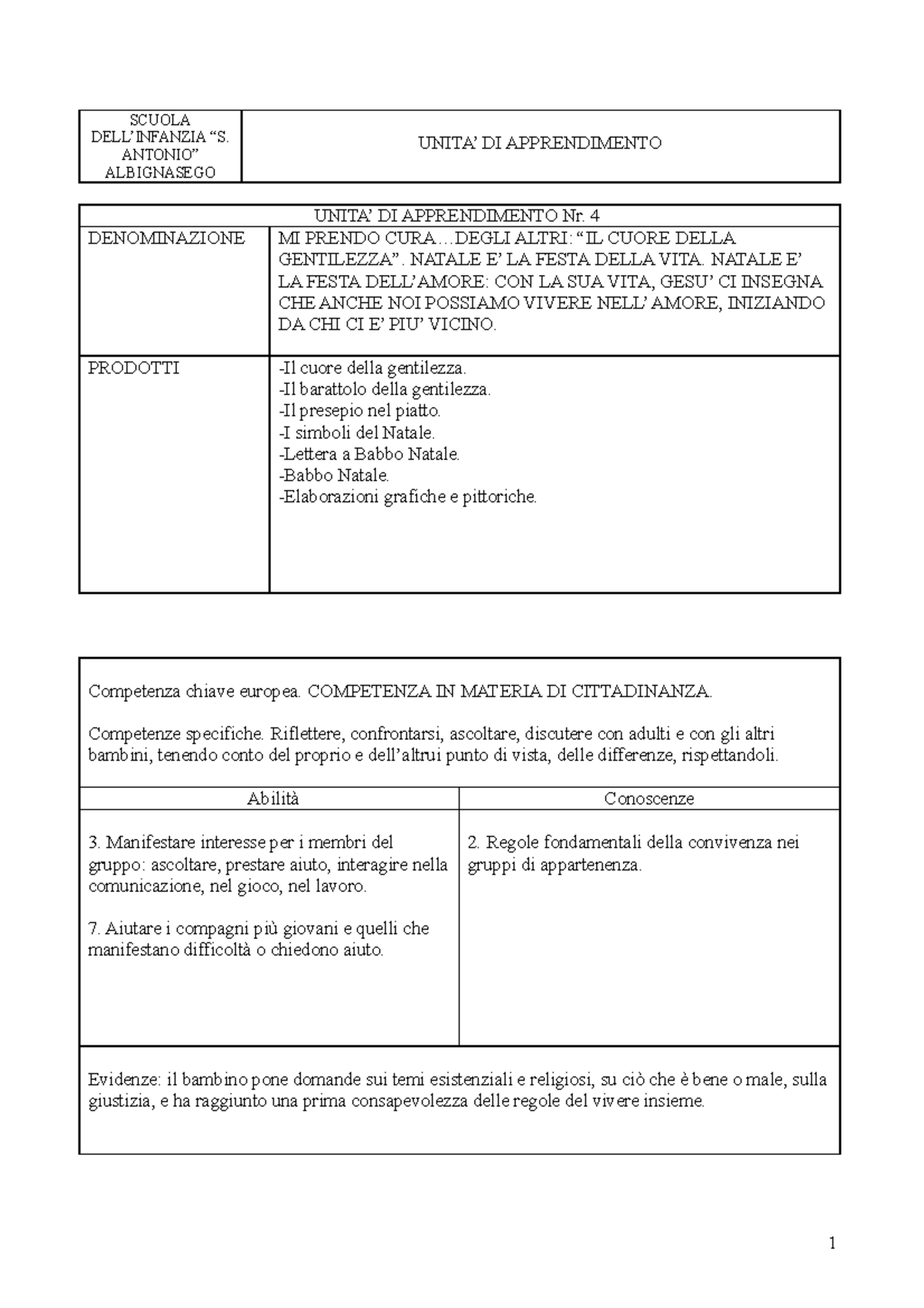 Unita' DI Apprendimento N - SCUOLA DELL’INFANZIA “S. ANTONIO ...