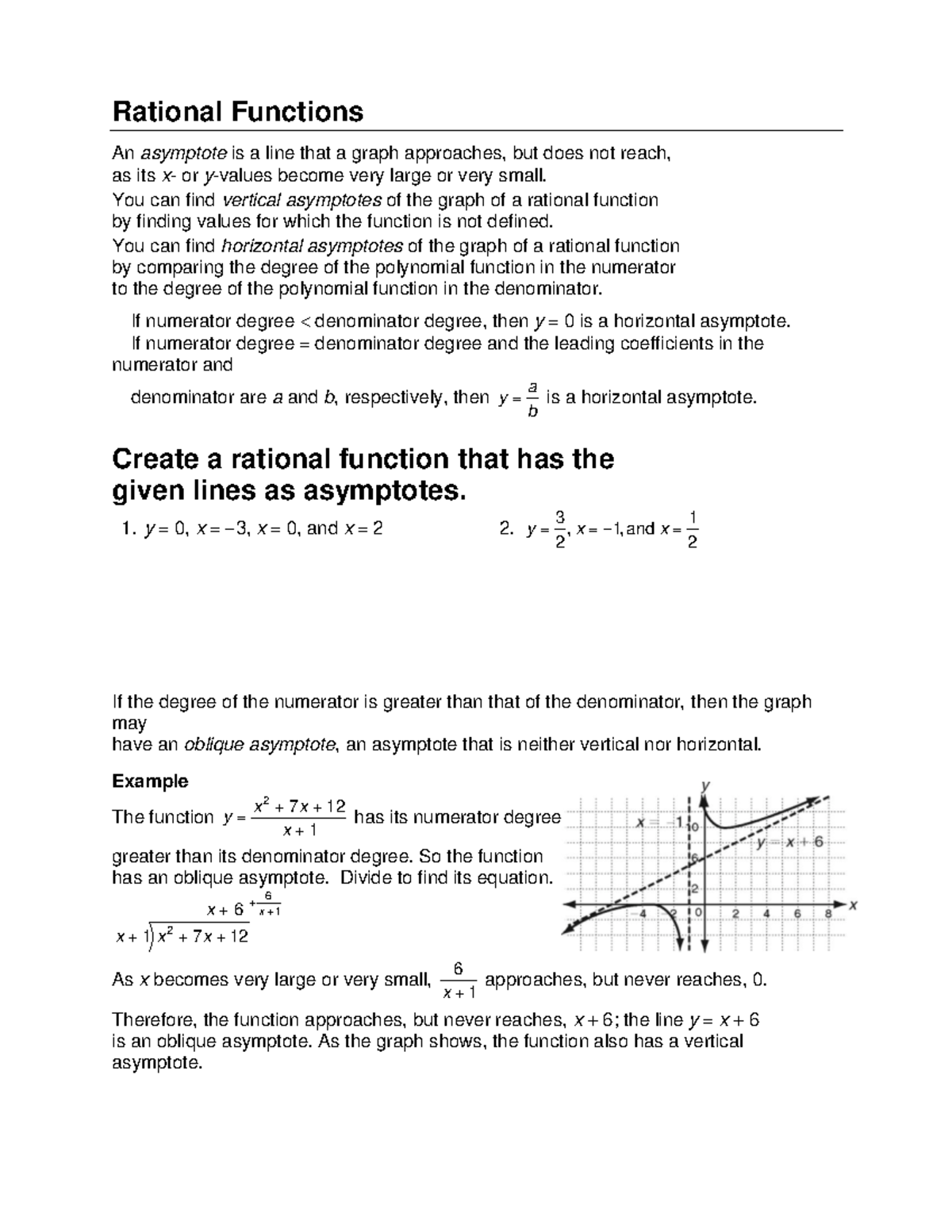Algebra+II+Mod+5+Honors+Assignment - Rational Functions An asymptote is ...