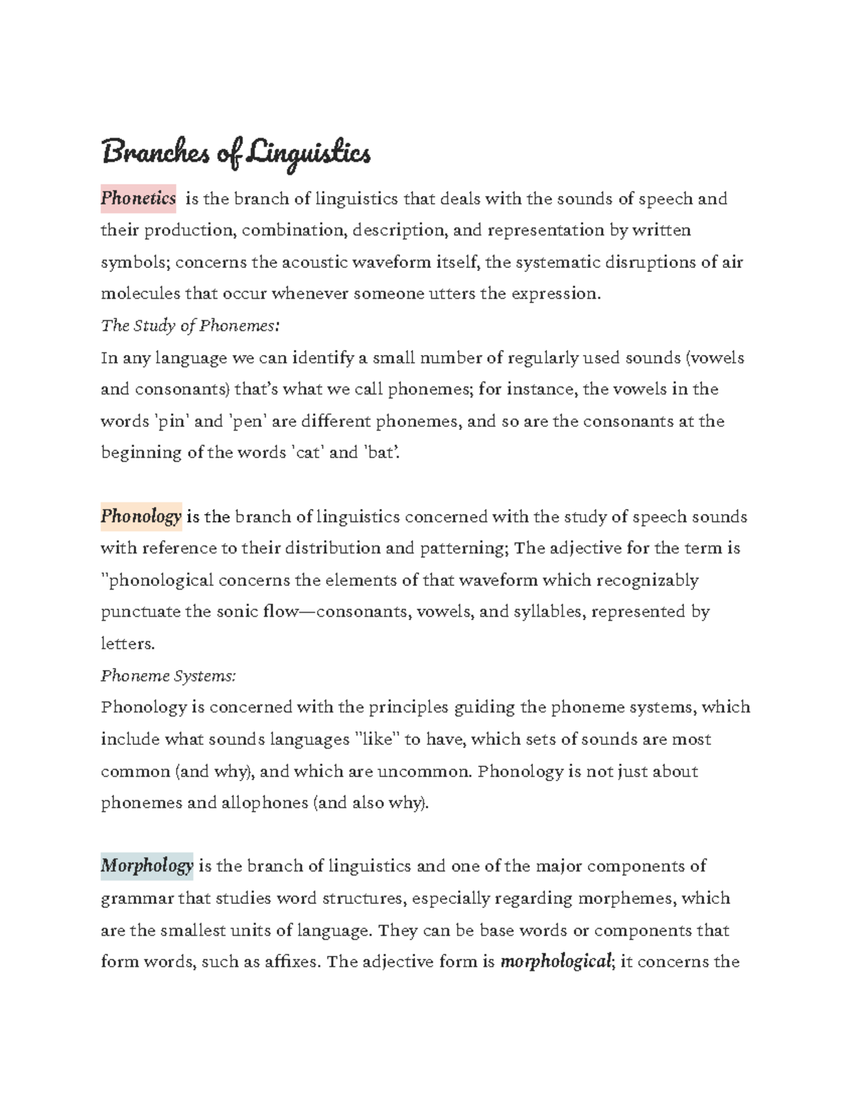 Branches of Linguistics - Branche of Linguistic Phonetics is the branch ...