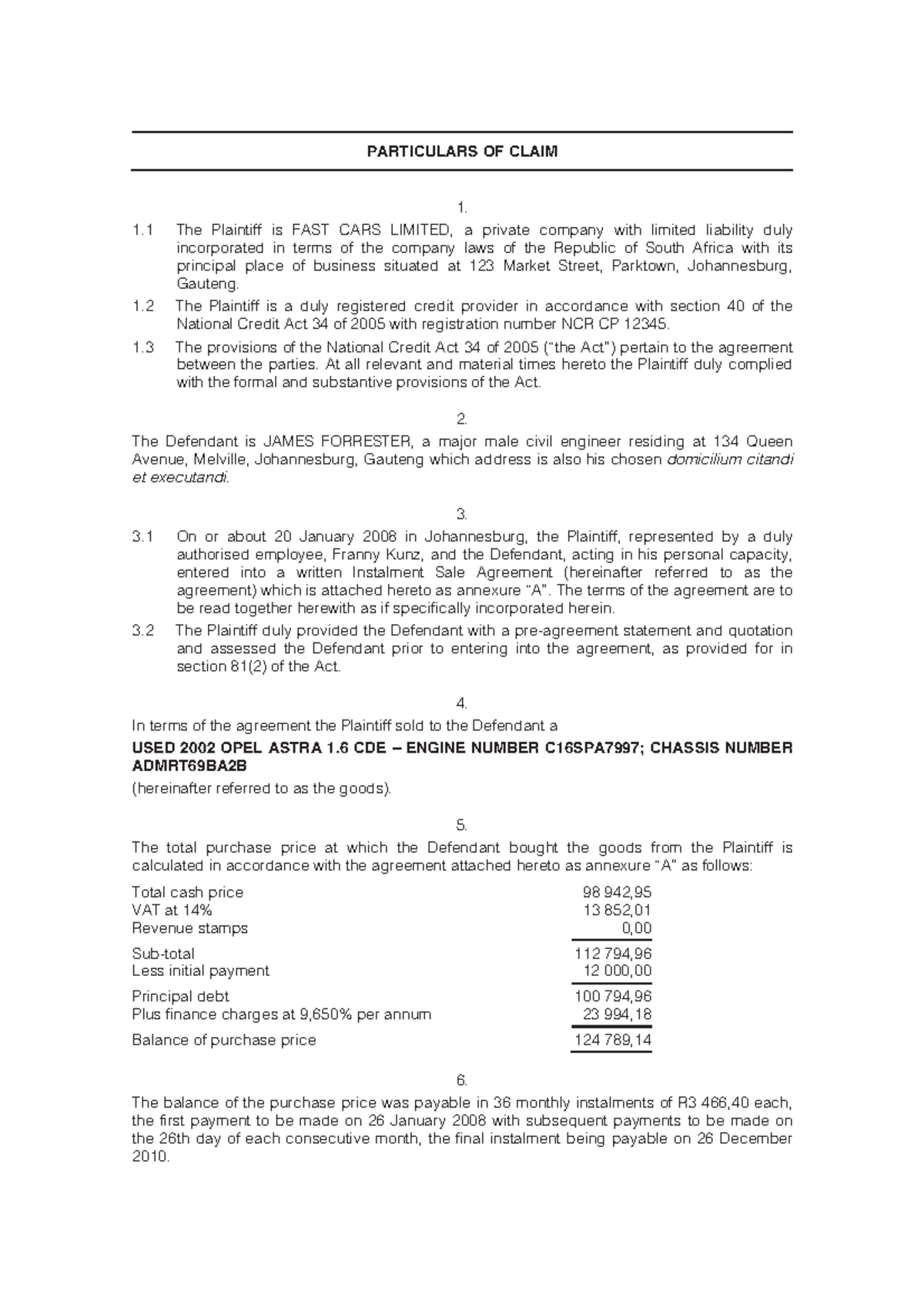 PP MC38 -PARTICULARS OF CLAIM OF THE HIGH COURT - PARTICULARS OF CLAIM ...