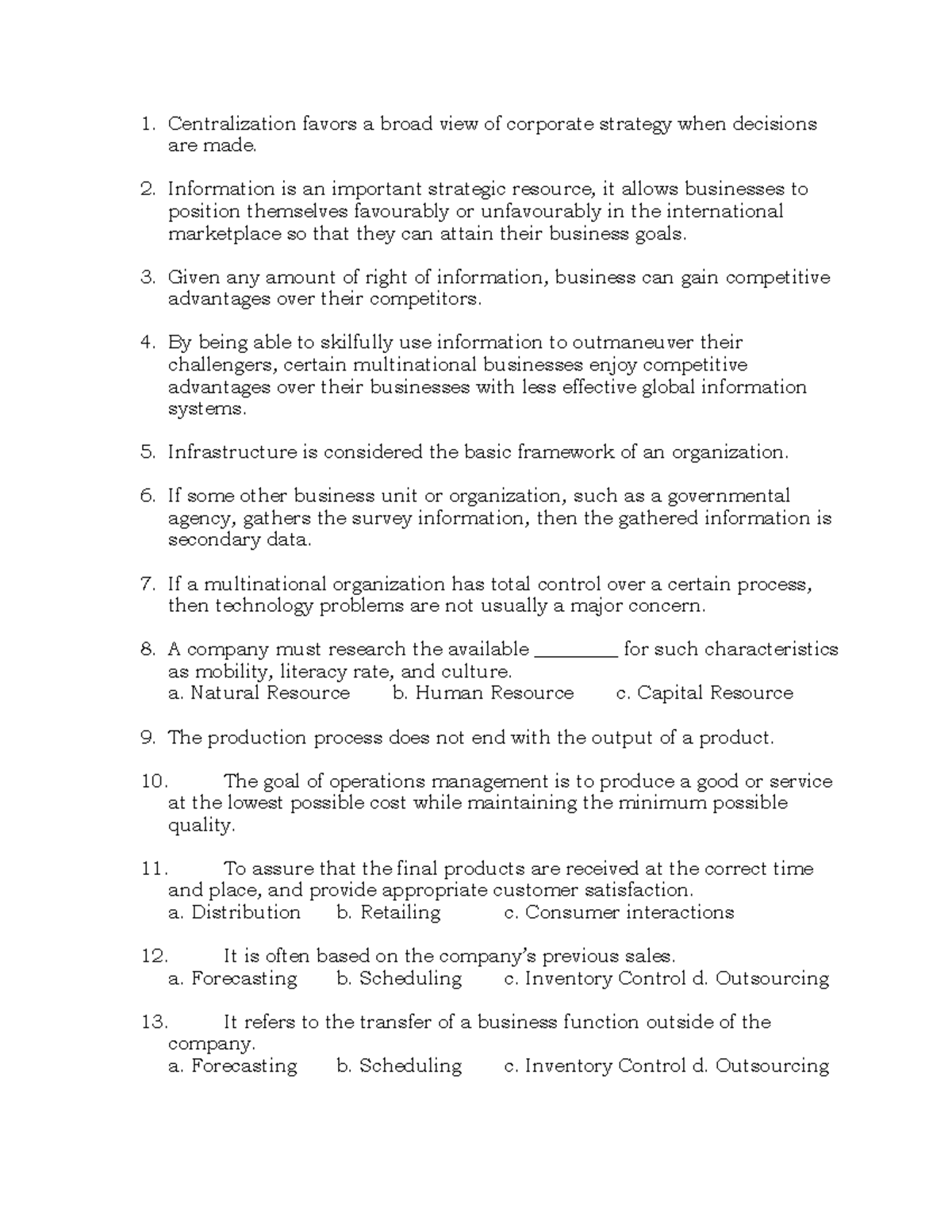 Questionnaires - This file contains possible with answers that will ...