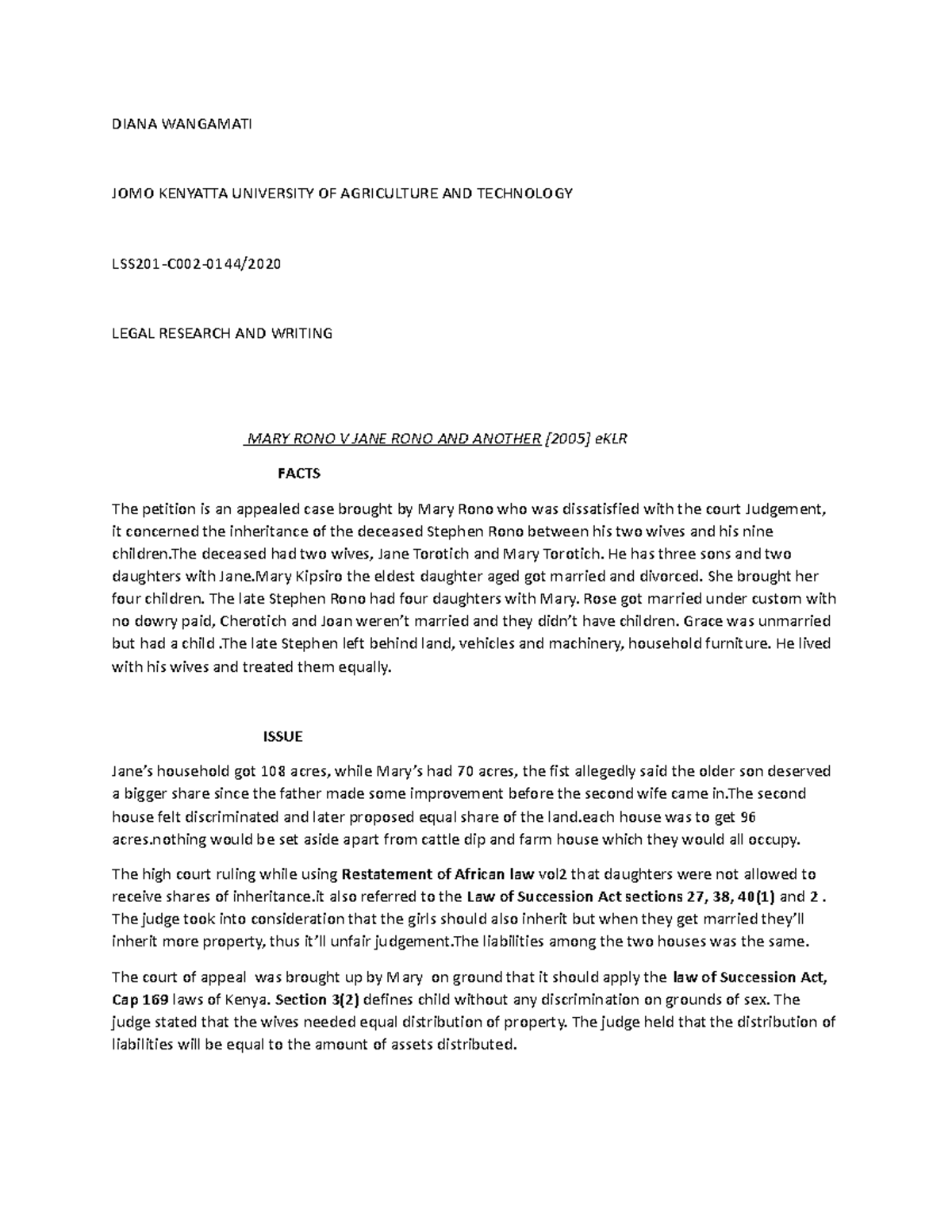 This is law school notes and Acts that will help students. The ...
