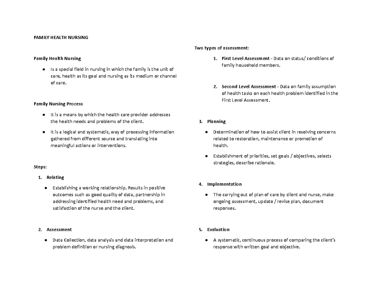 Family nursing process - FAMILY HEALTH NURSING Family Health Nursing Is ...
