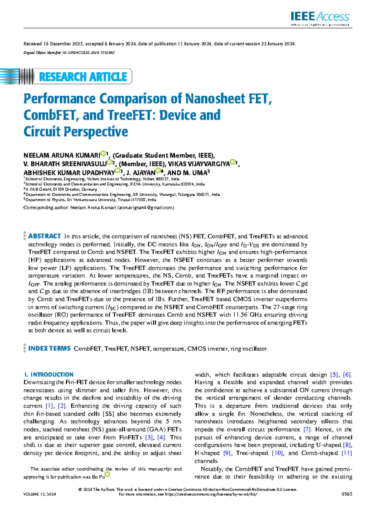 Performance Comparison of Nanosheet FET Comb FET and Tree FET Device ...