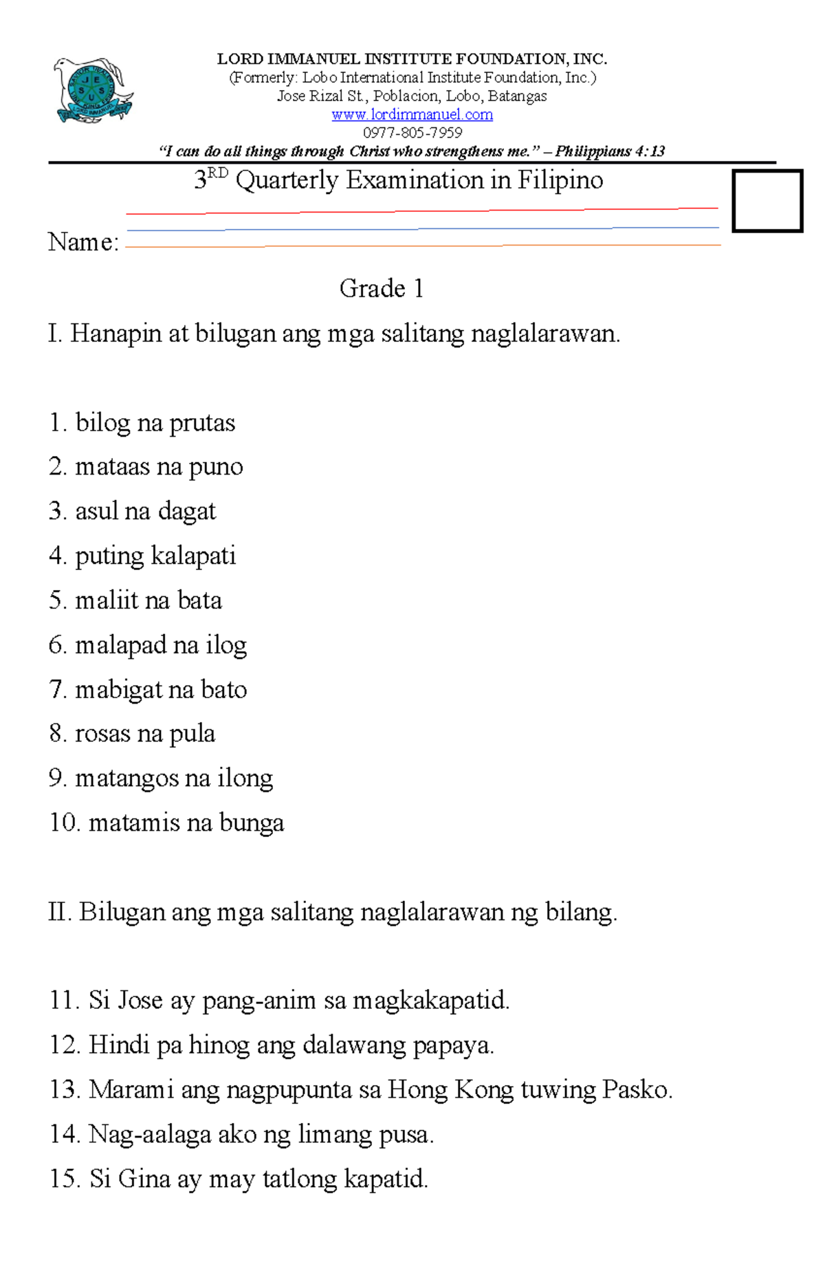 Exam in filipino This Is An Examination In Filipino Subject Filipino exam-in-filipino-this-is-an-examination-in-filipino-subject-filipino