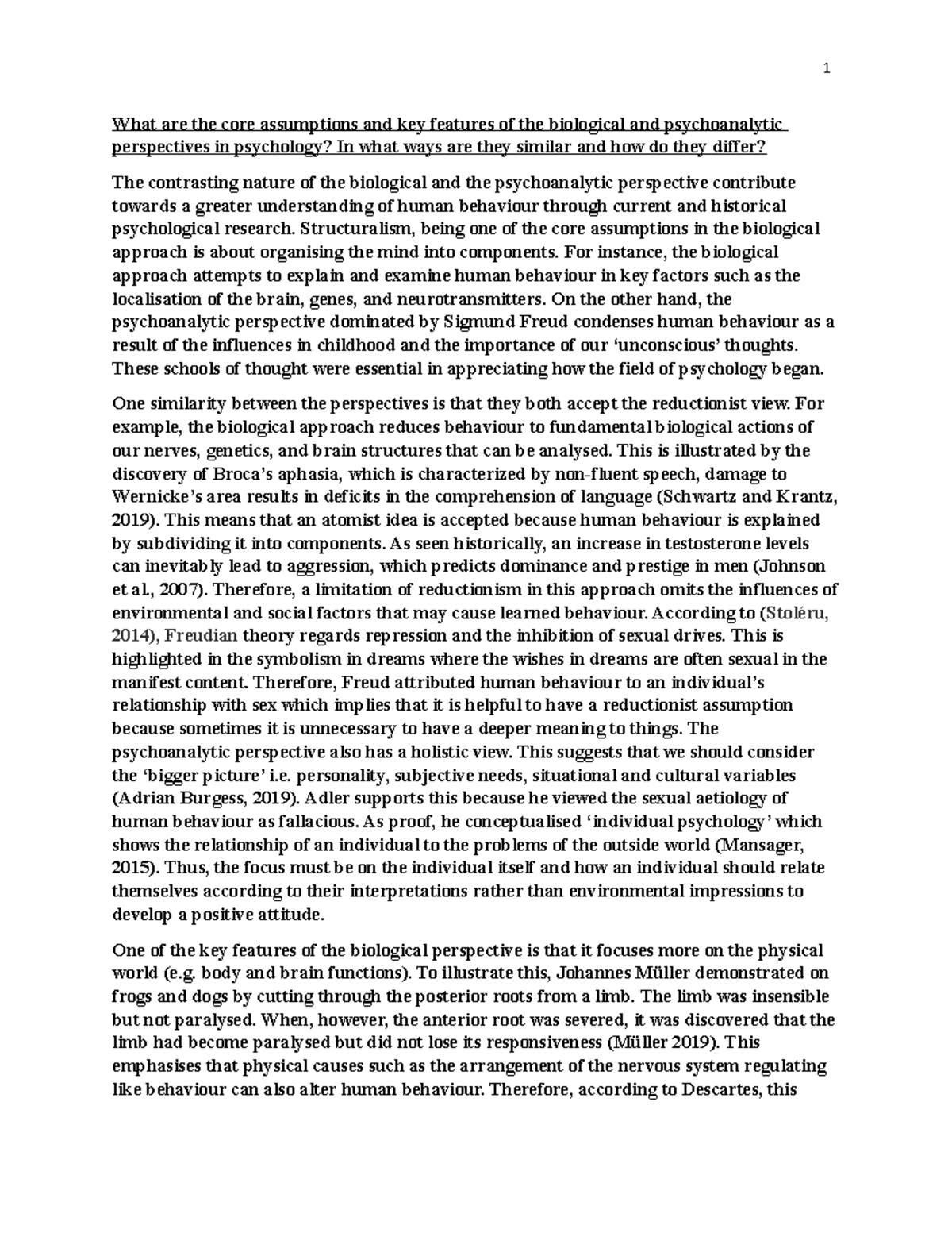 What are the core assumptions and key features of the biological and ...