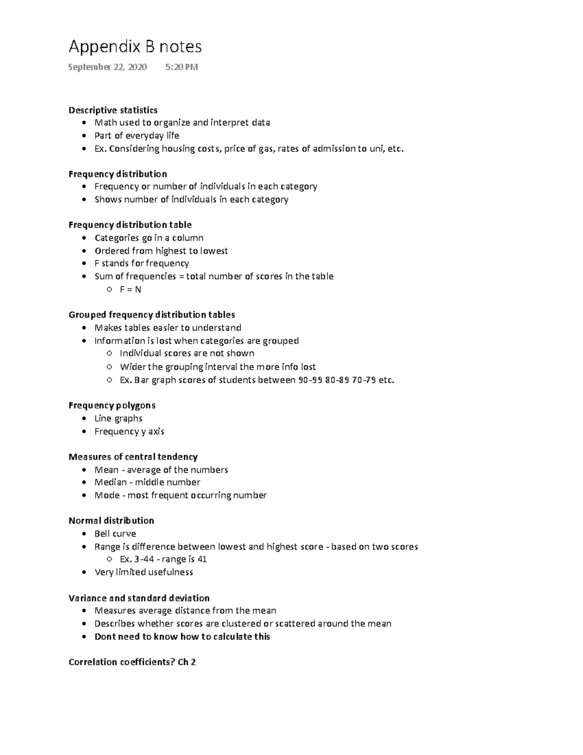 Appendix B notes - ĞƐĐƌŝƉƚŝǀĞ ƐƚĂƚŝƐƚŝĐƐ ͻ D ĂƚŚ ƵƐĞĚ ƚŽ ŽƌŐĂŶŝnjĞ ĂŶĚ ...