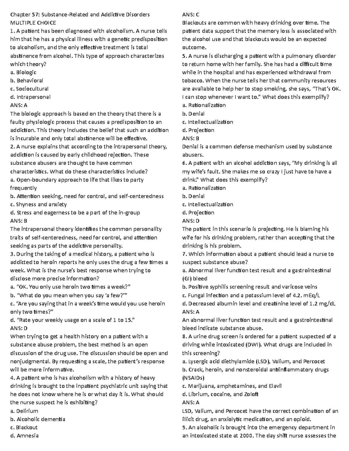 Substance abuse - Practice Overview - MED1101 - Studocu