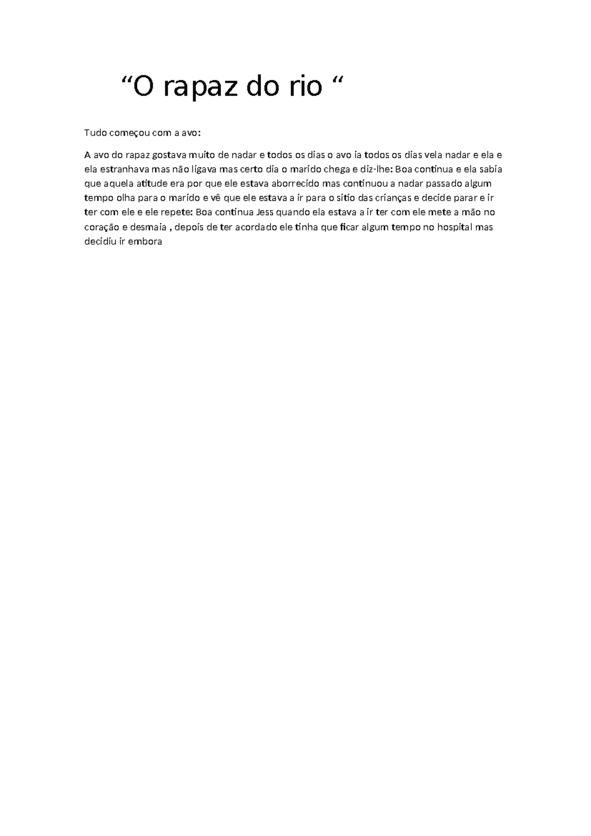 O rapaz do rio - Studocu