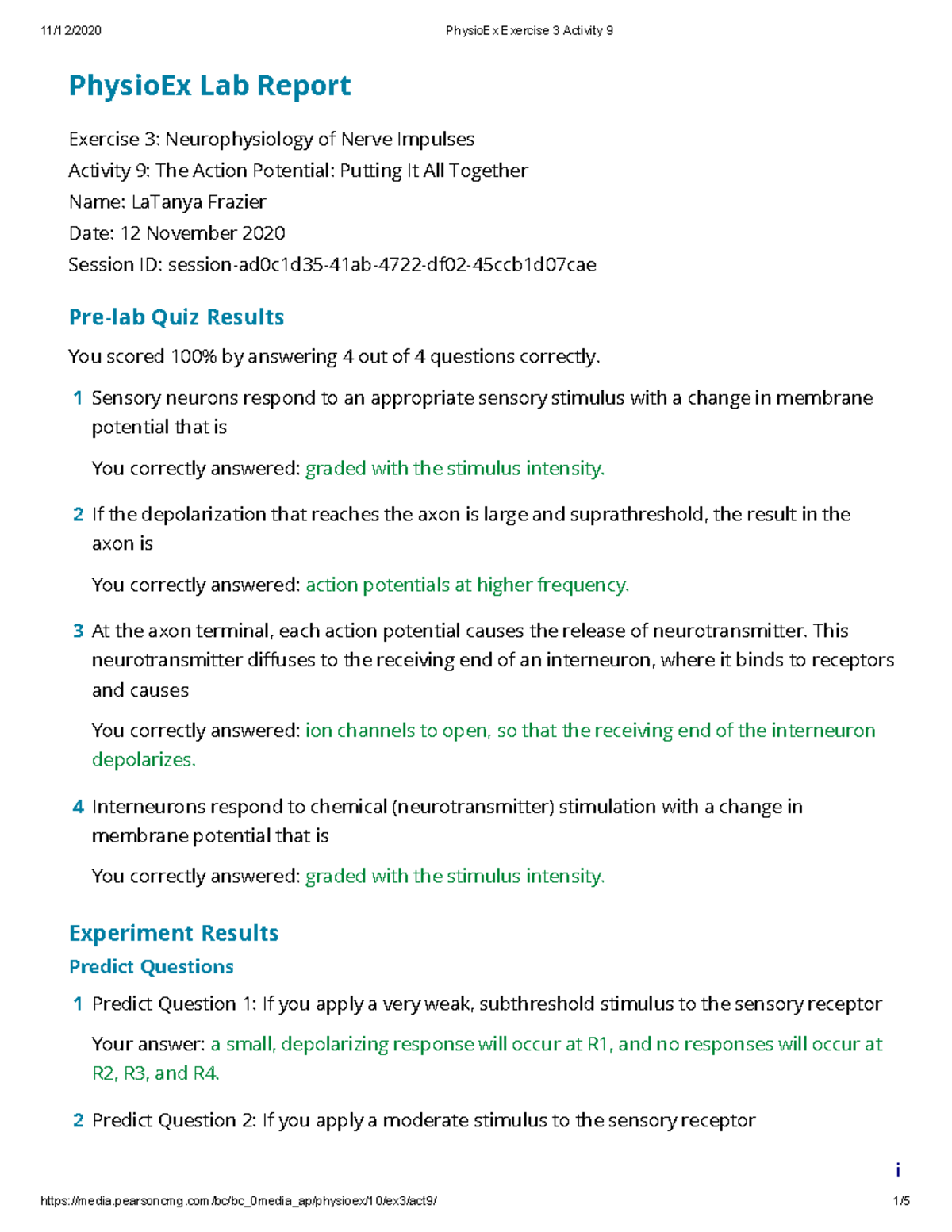 Physio Ex Exercise 3 Activity 9 - PhysioEx Lab Report Exercise 3 ...