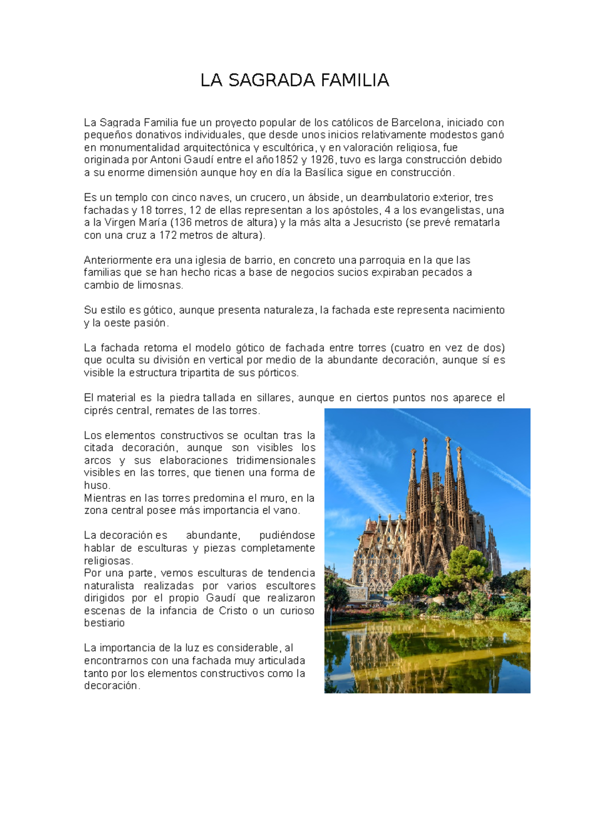 Comentarios - LA SAGRADA FAMILIA La Sagrada Familia fue un proyecto ...