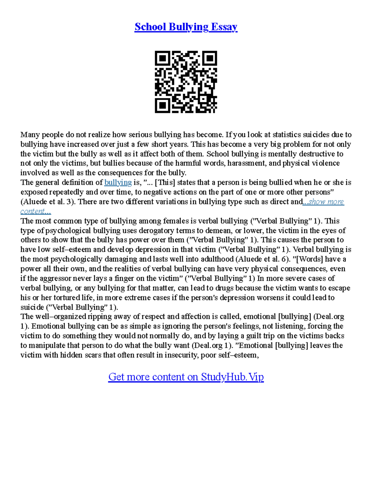 Essays About Bullying - School Bullying Essay Many people do not ...