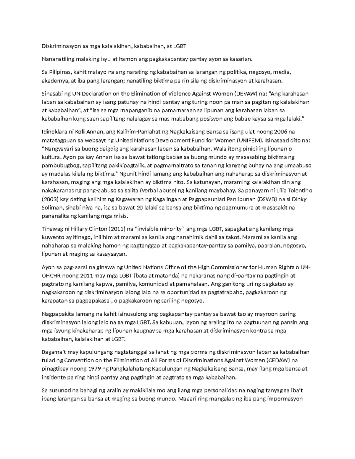 Diskriminasyon sa mga kalalakihan - Sa Pilipinas, kahit malayo na ang ...