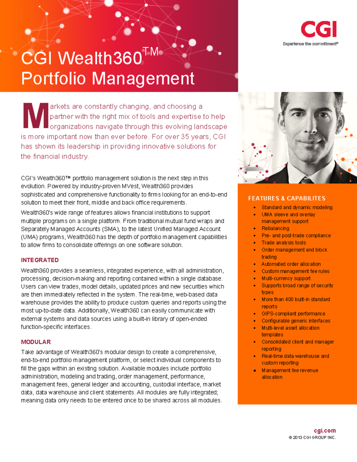 Cgi wealth 360 portfolio management e - FEATURES & CAPABILITES Standard ...
