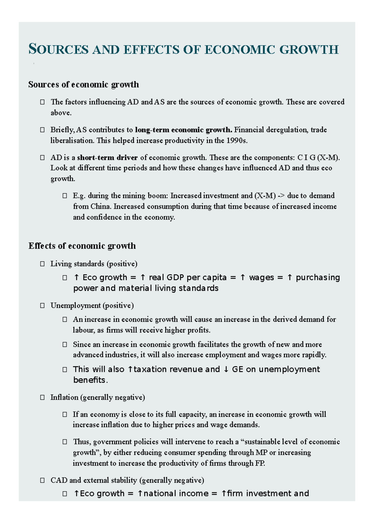 COMM1110 week 8 lecture module 1 - SOURCES AND EFFECTS OF ECONOMIC ...