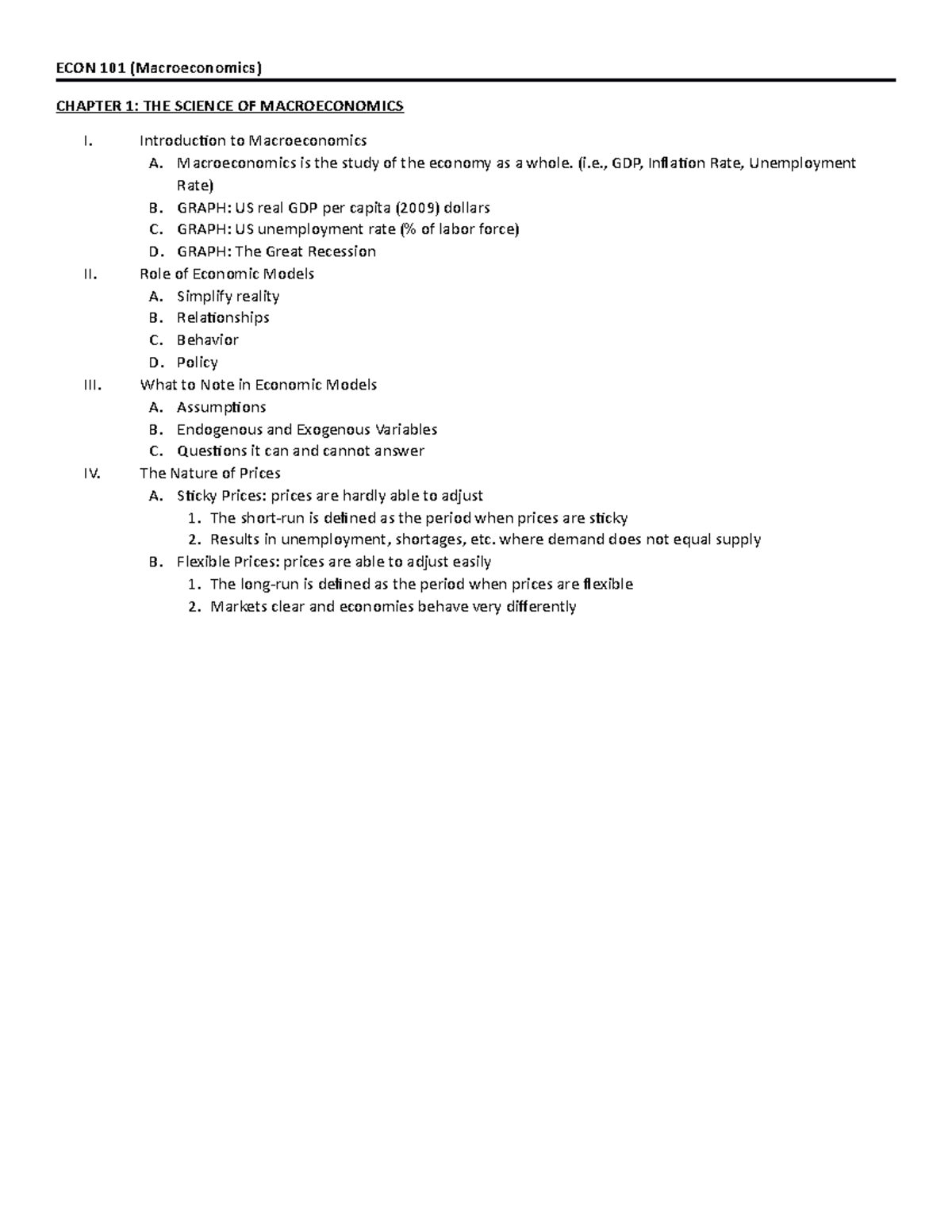 LE 1 Reviewer ECON 101 - Lecture notes 1 - ECON 101 (Macroeconomics ...