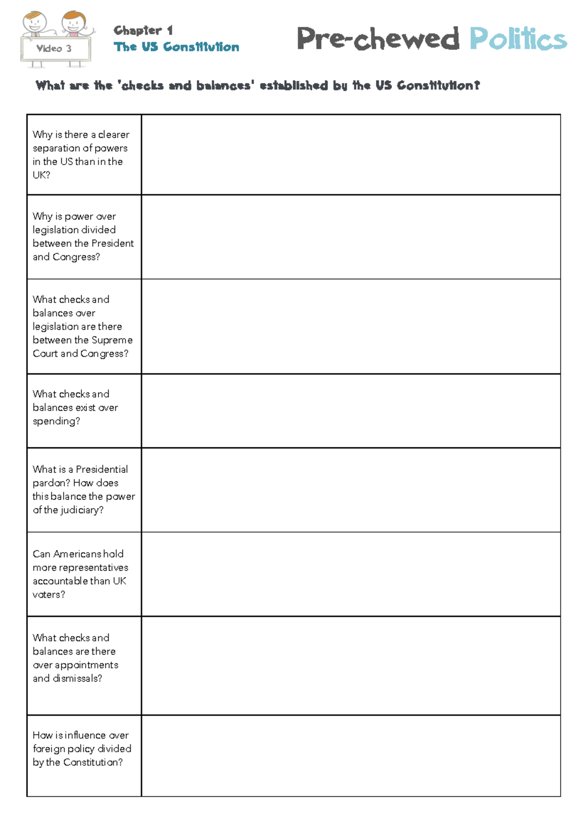 3 - what are the checks and balances of the us constitution worksheet ...