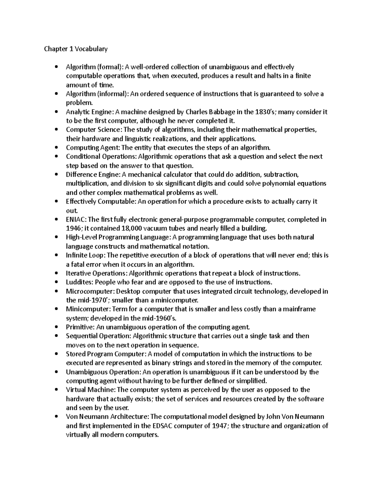 Chapter 1 Vocabulary Introductory Unit Modual - Chapter 1 Vocabulary ...